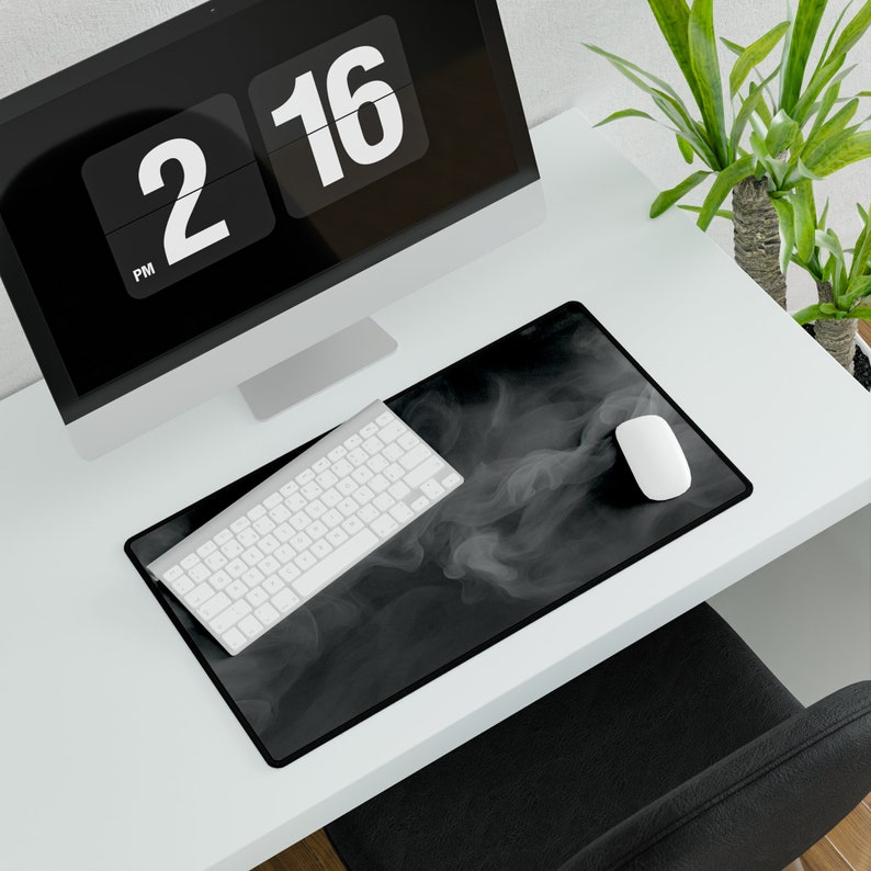 Desk Mats - PHYSICAL PRODUCT - Black Smoke Design, Dark Office Theme ...