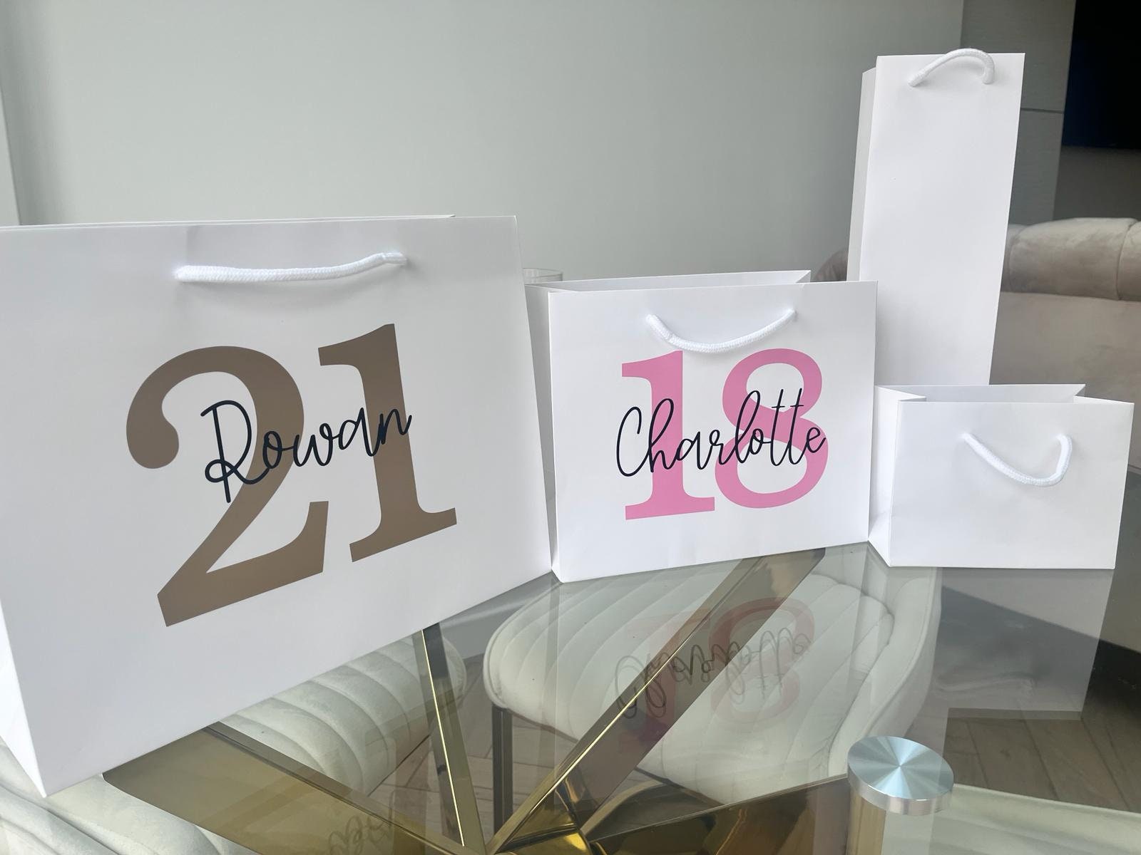 Personalised Birthday Gift Bags. Customized Names and Colours. Any Age ...
