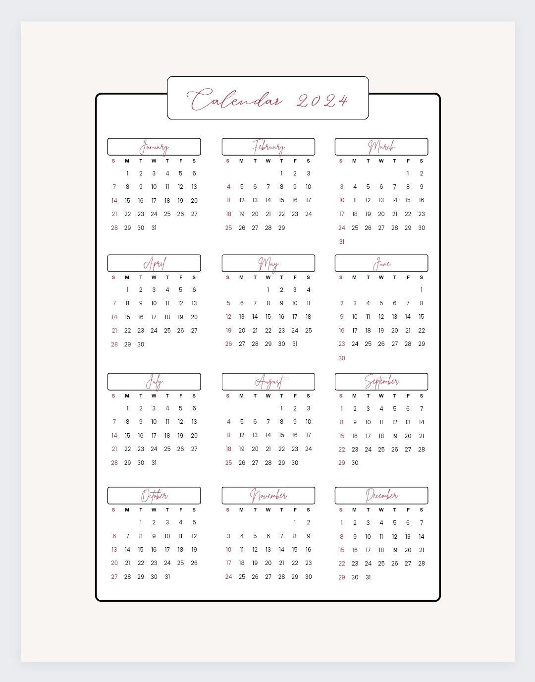 Printable Christian Calendar 8.5 X 11 - Etsy