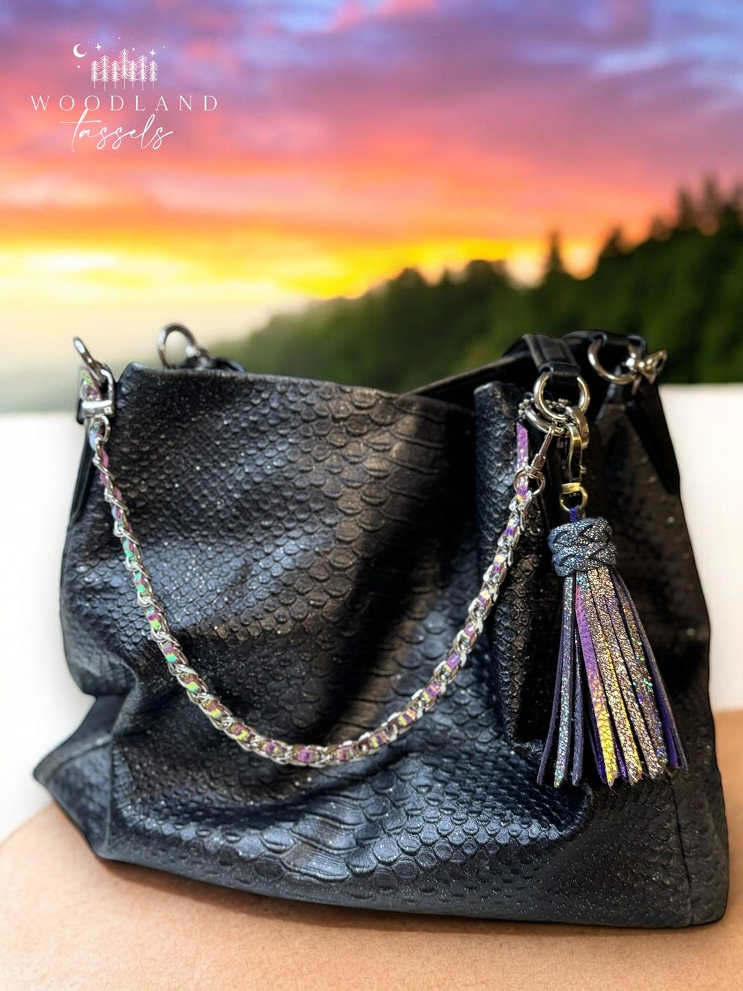 Rainbow Leather and Metal Bag Chain - Etsy