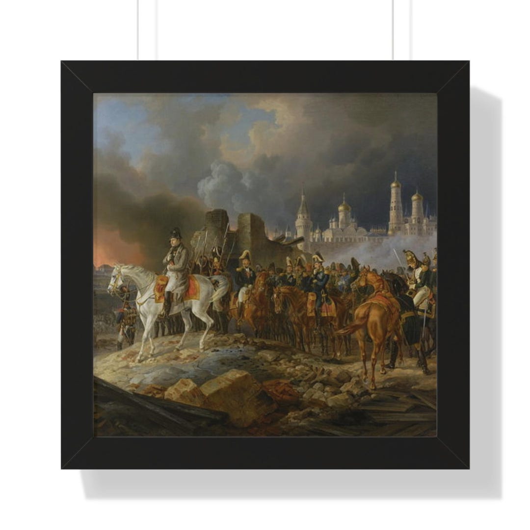 Napoleon Bonaparte in Burned Moscow Framed Painting Poster | Historical ...