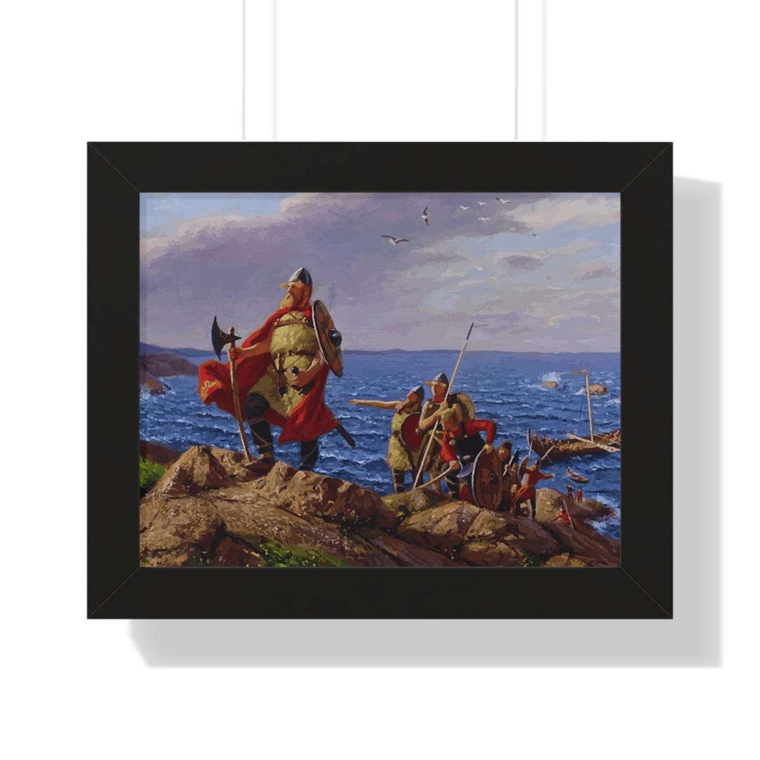 Leif Erikson Discovers America Framed Painting | Historic Norse Wall Art - Etsy