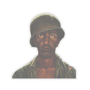 Thousand Yard Stare Cartoon Soldier Sticker | US History - Etsy