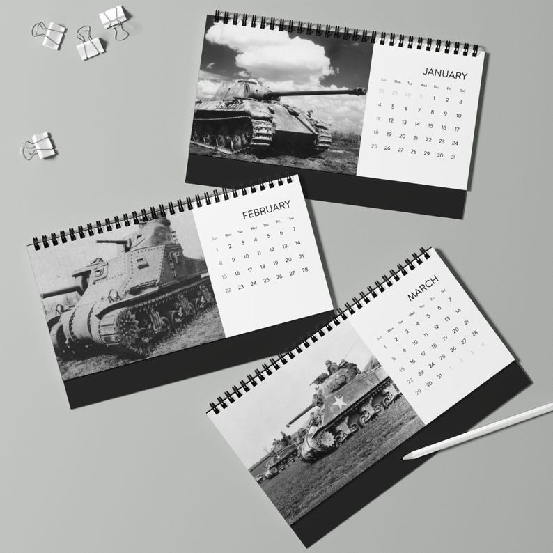 Vintage World War 2 Tank 2026 Desktop Calendar | History Buff Gift ...