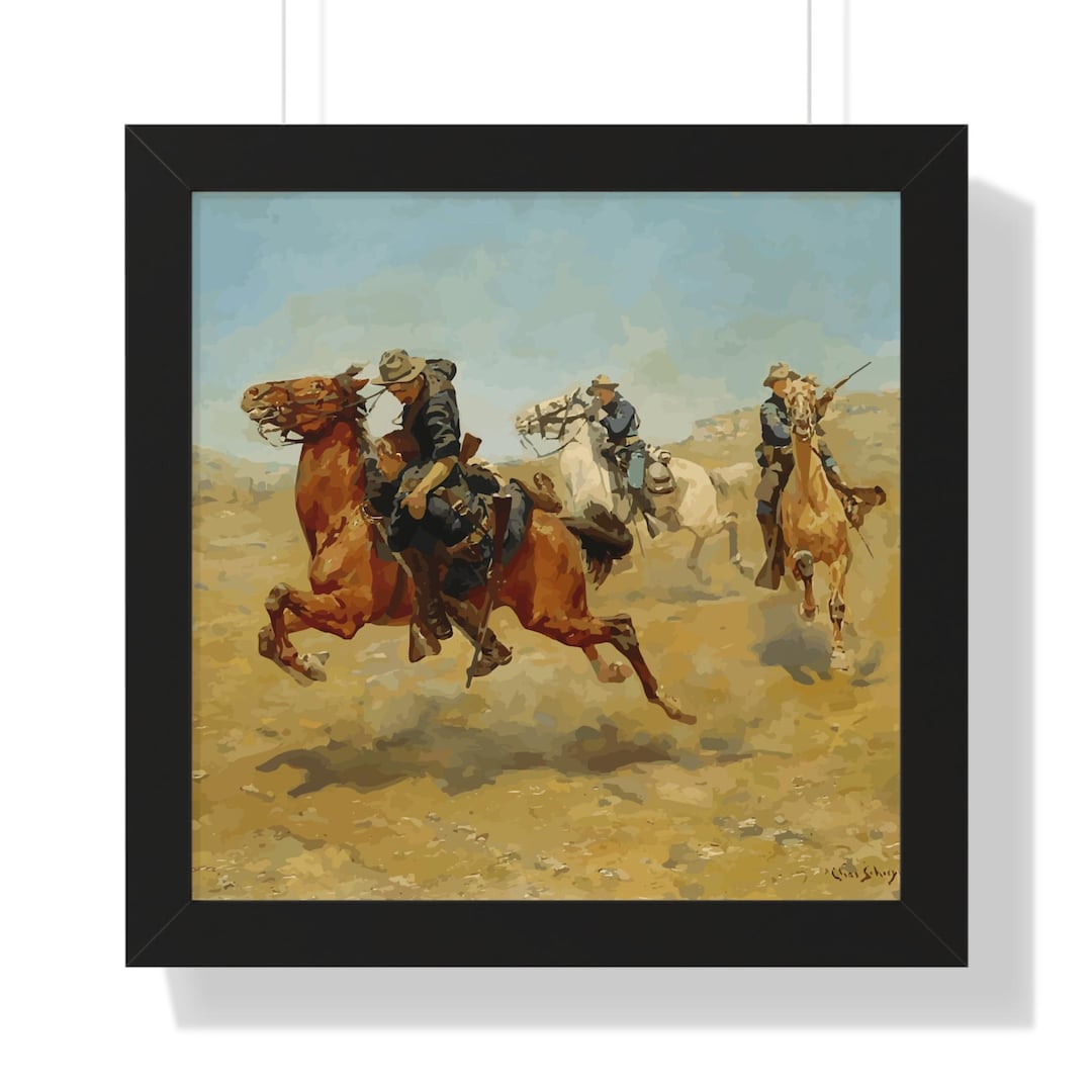 Historical Cavalry Framed Painting Poster U.S Painting American West ...