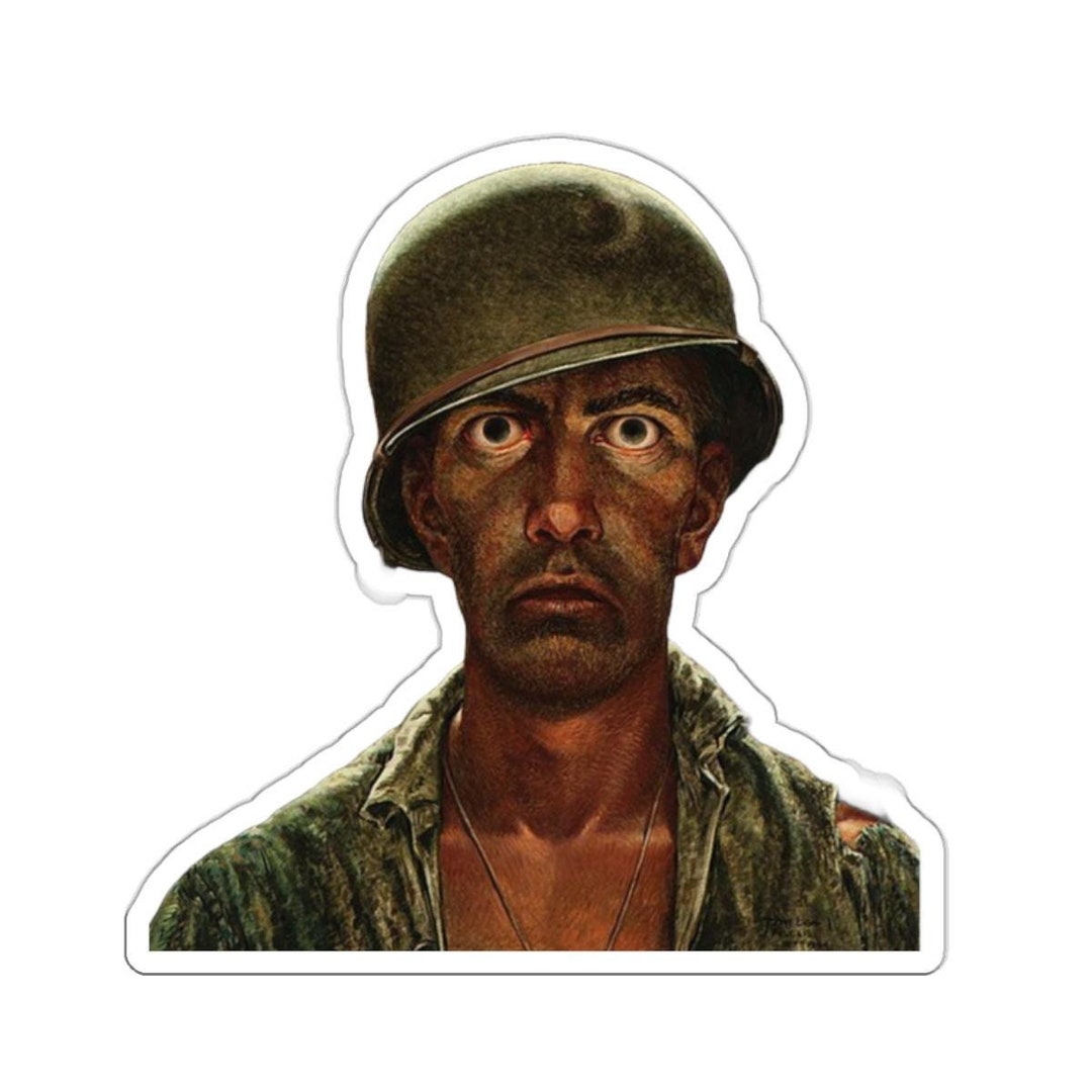 Thousand Yard Stare Cartoon Soldier Sticker | US History - Etsy