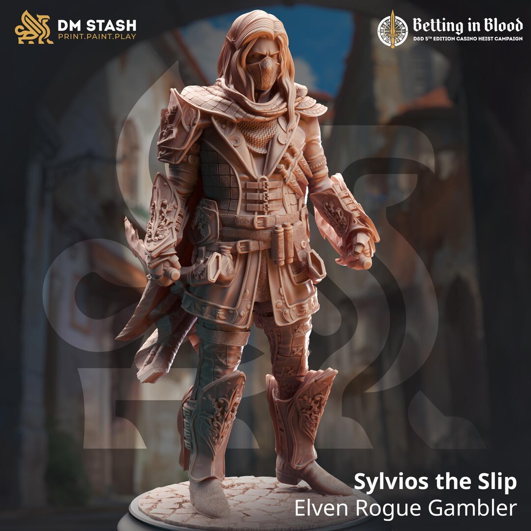 Sylvios the Slip, Elven Rogue Gambler - Betting in Blood - Dmstash 3D ...