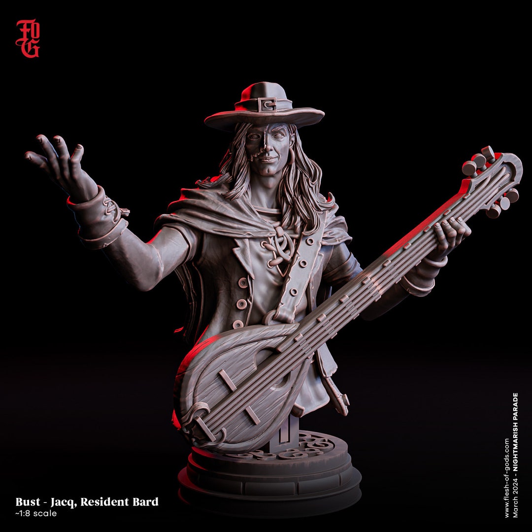 Bust of Jacq, Resident Bard - Nightmarish Parade - Flesh of Gods 3D ...