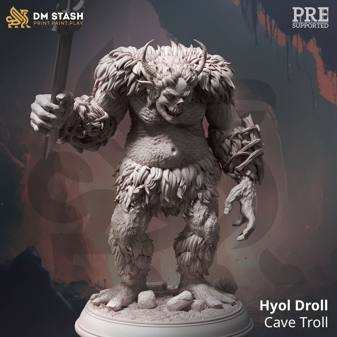 Hyol Droll, Cave Troll - Hexhunters of Brightstone - Dmstash 3D Printed ...