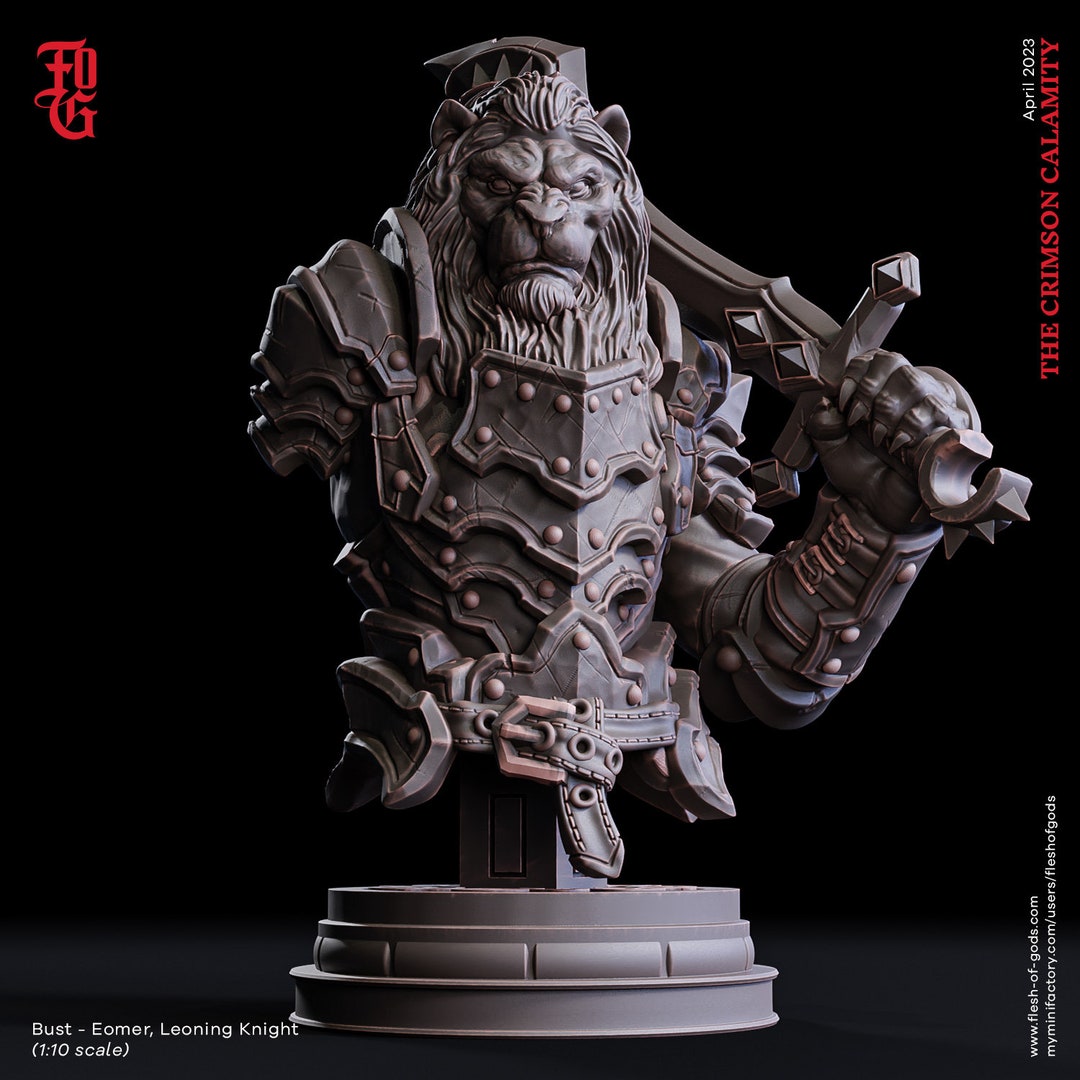 Bust of Eomar, Leonin Knight - the Crimson Calamity - Flesh of Gods 3D ...