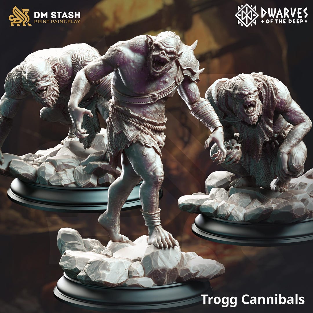 Trogg Cannibals - Dwarves of the Deep - Dmstash 3D Printed Miniature ...