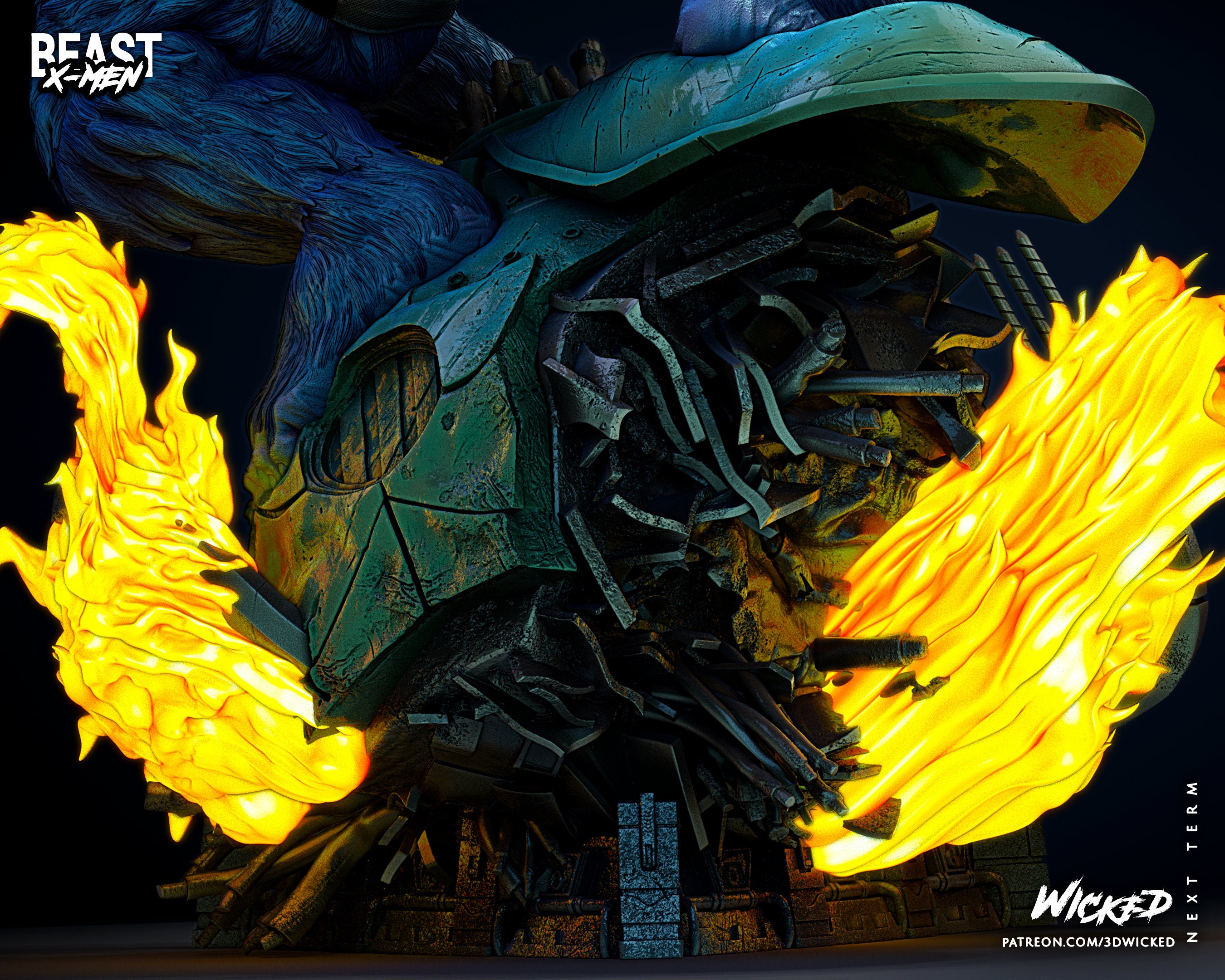 Beast X-men by Wicked Fanart Sculpture 3D Printed Resin Model Kit Bad ...