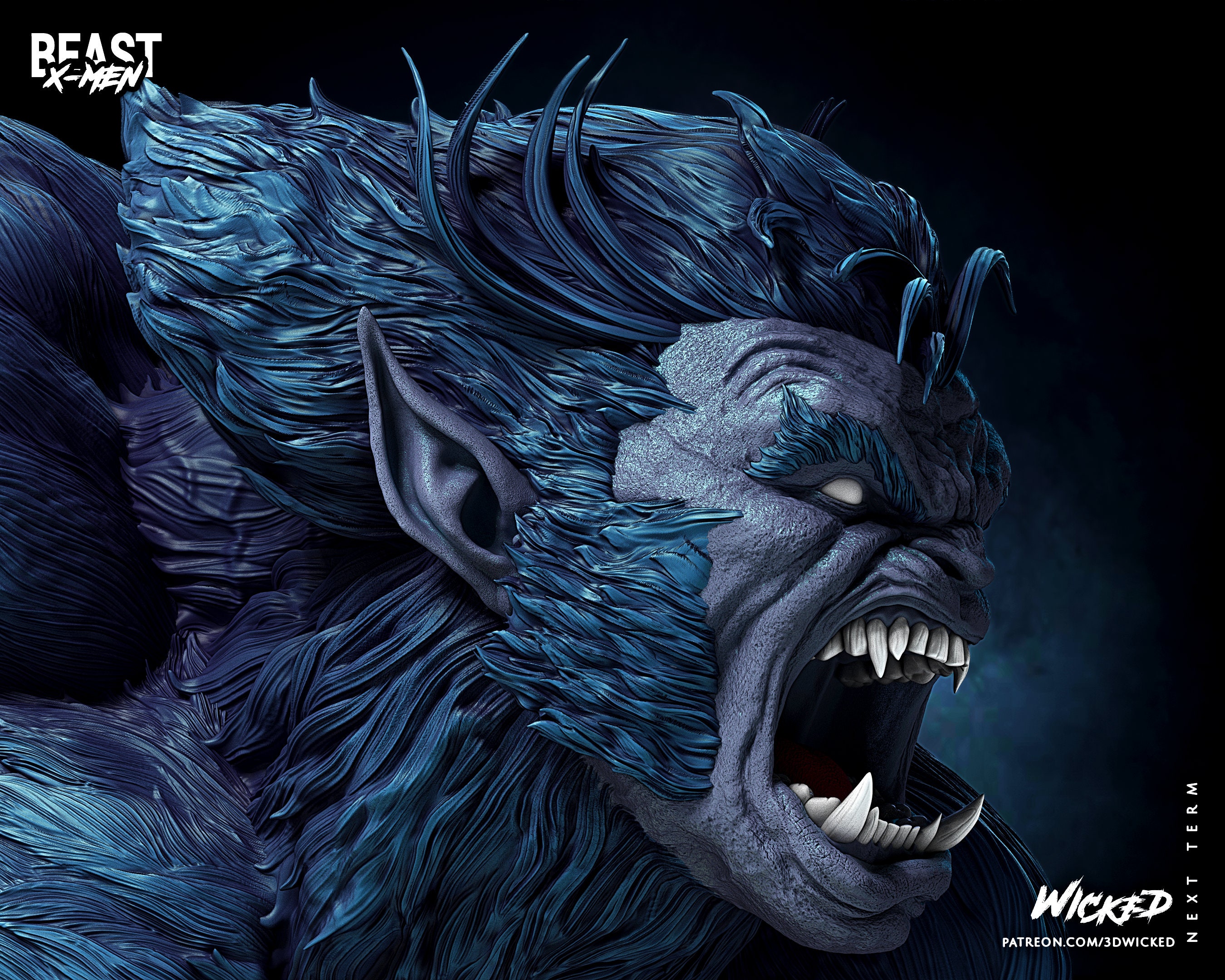 Beast X-men by Wicked Fanart Sculpture 3D Printed Resin Model Kit Bad ...