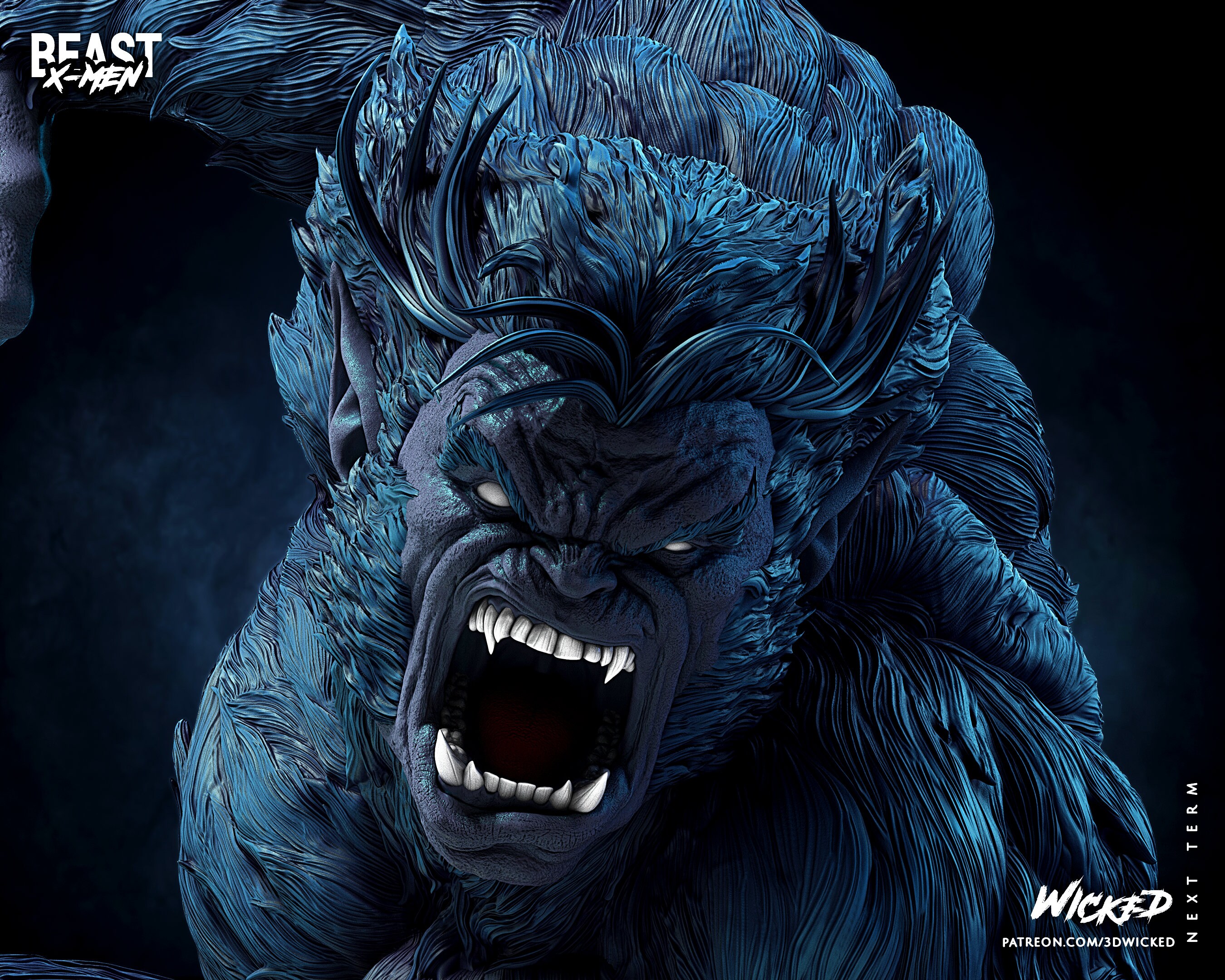 Beast X-men by Wicked Fanart Sculpture 3D Printed Resin Model Kit Bad ...