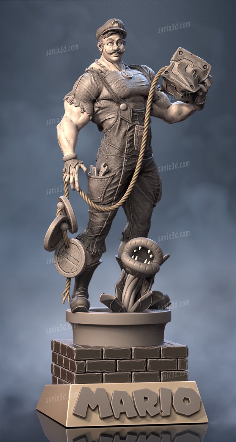 Buff Mario by Sanix Fanart Sculpture 3D Printed Resin Model Kit Bad ...