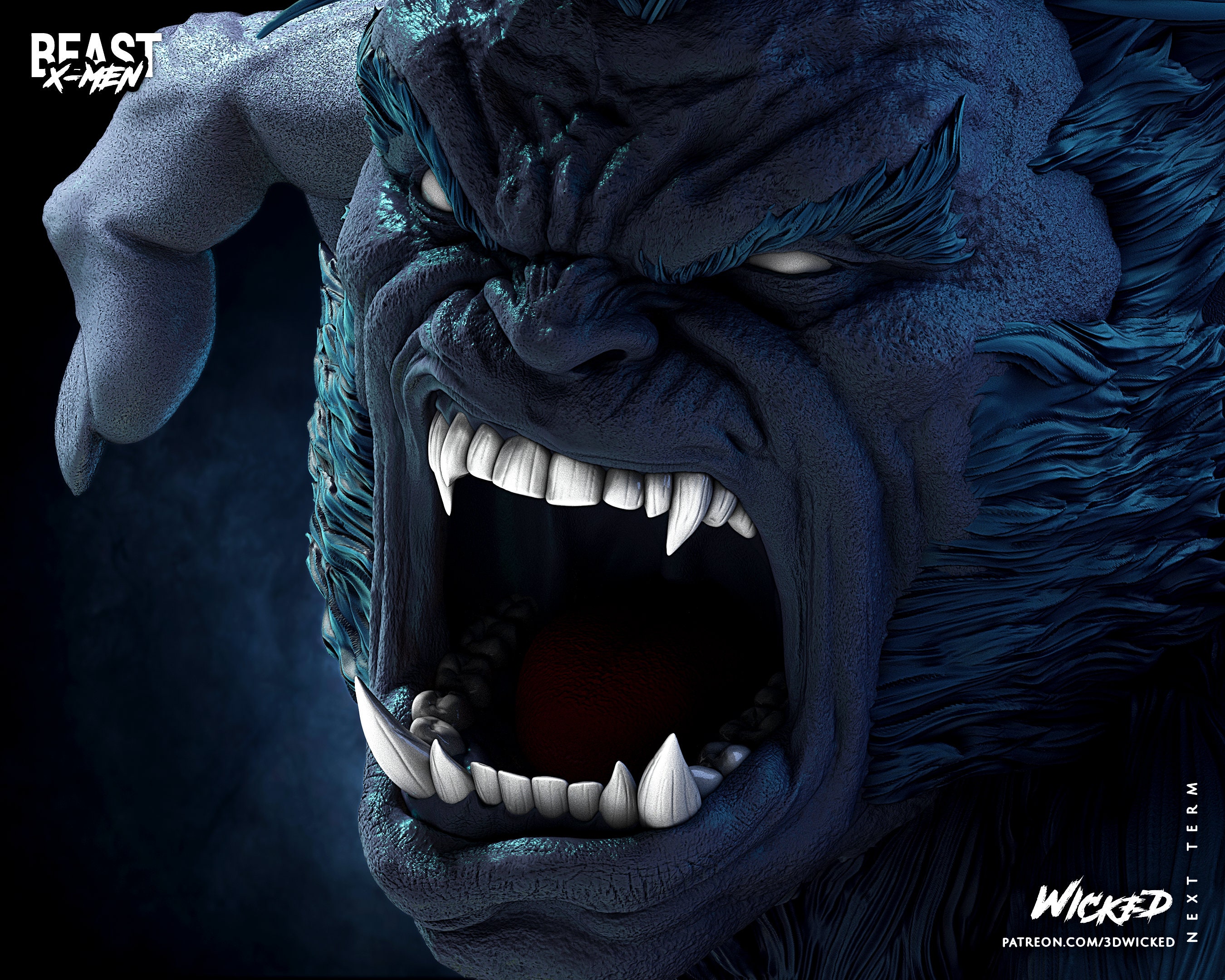 Beast X-men by Wicked Fanart Sculpture 3D Printed Resin Model Kit Bad ...
