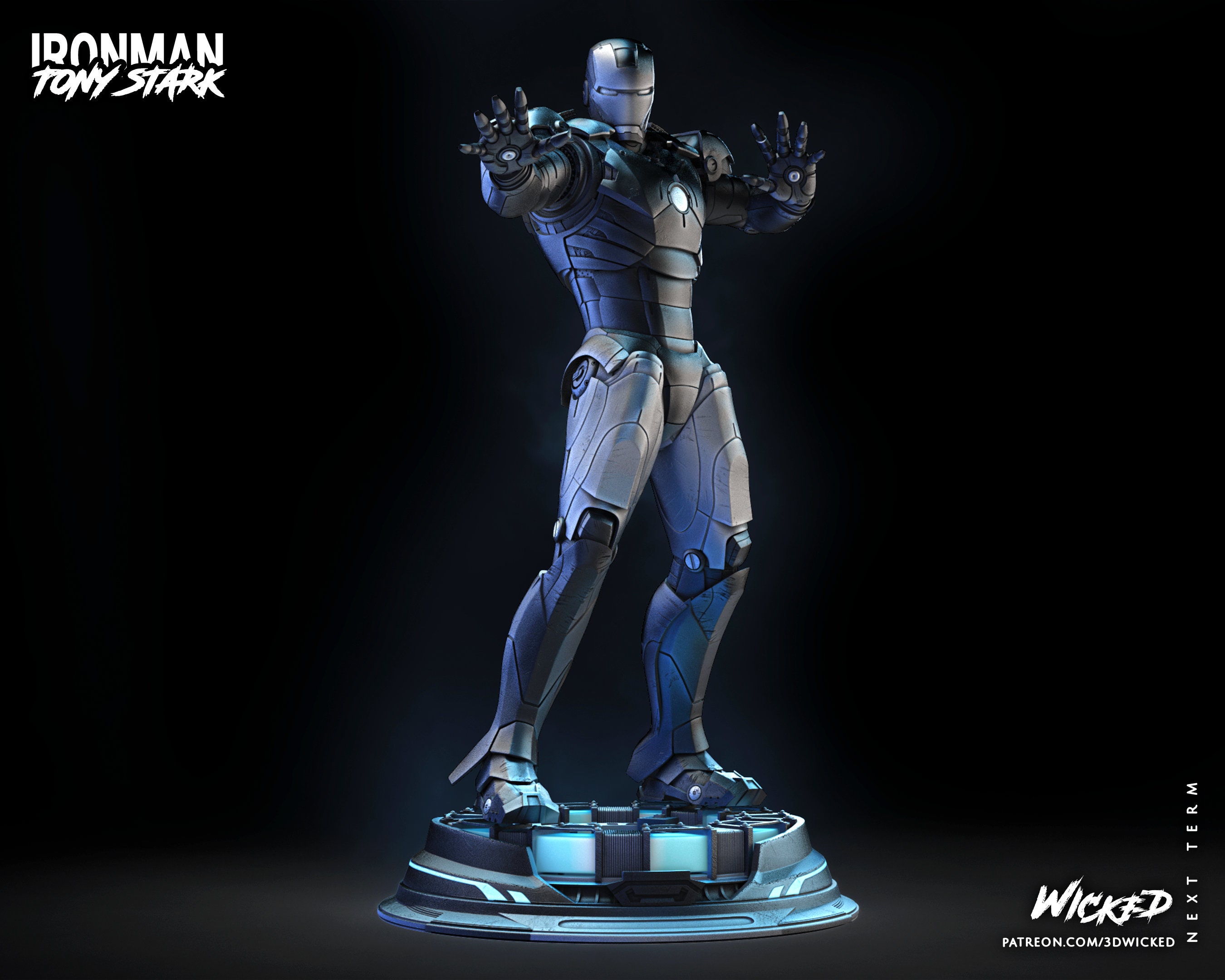 IRONMAN by Wicked Fanart Sculpture 3D Printed Resin Model Kit Bad Wolf ...