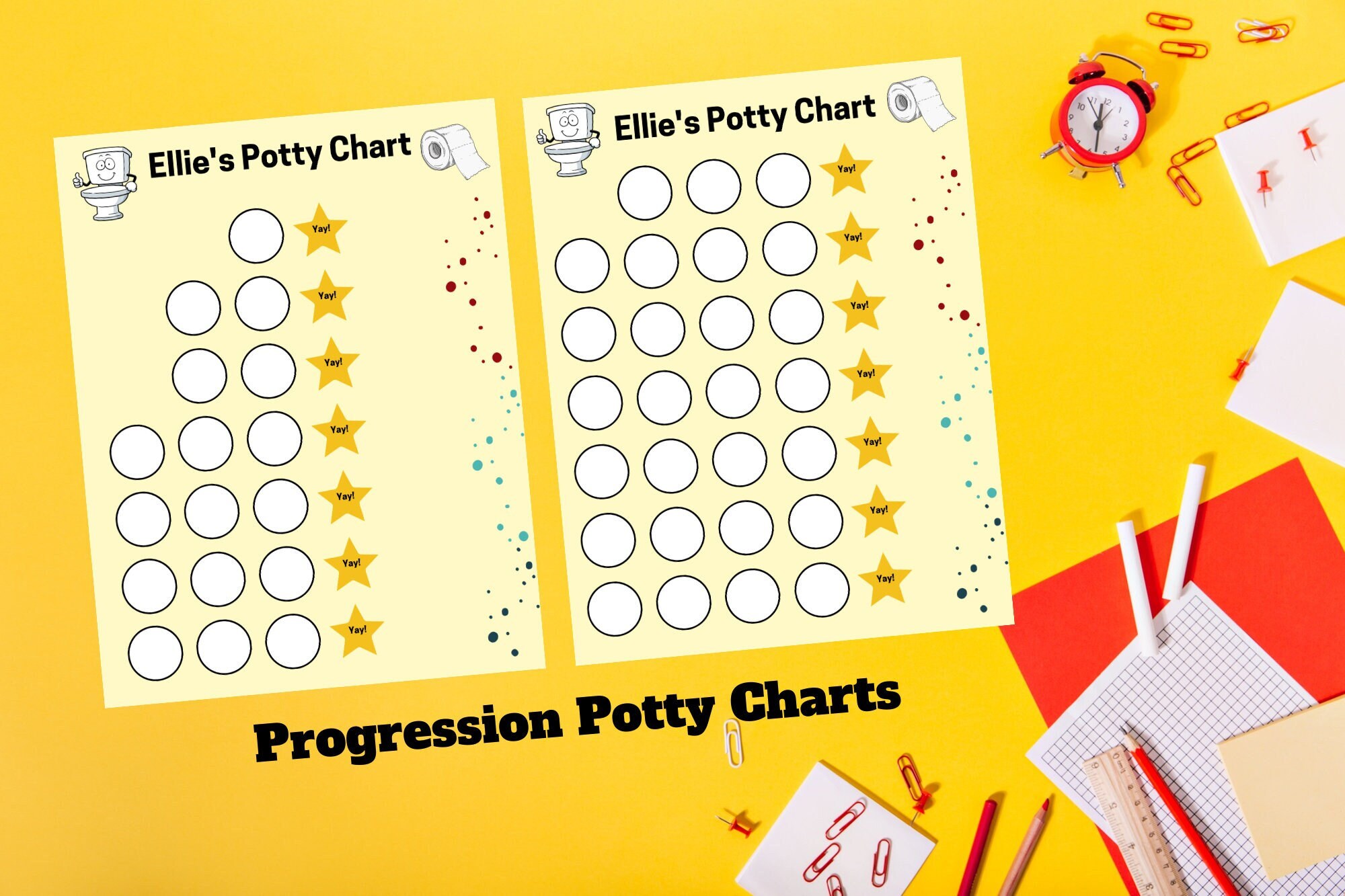 Personalized Potty Chart Prints, Set of 6, Progression Potty Chart ...