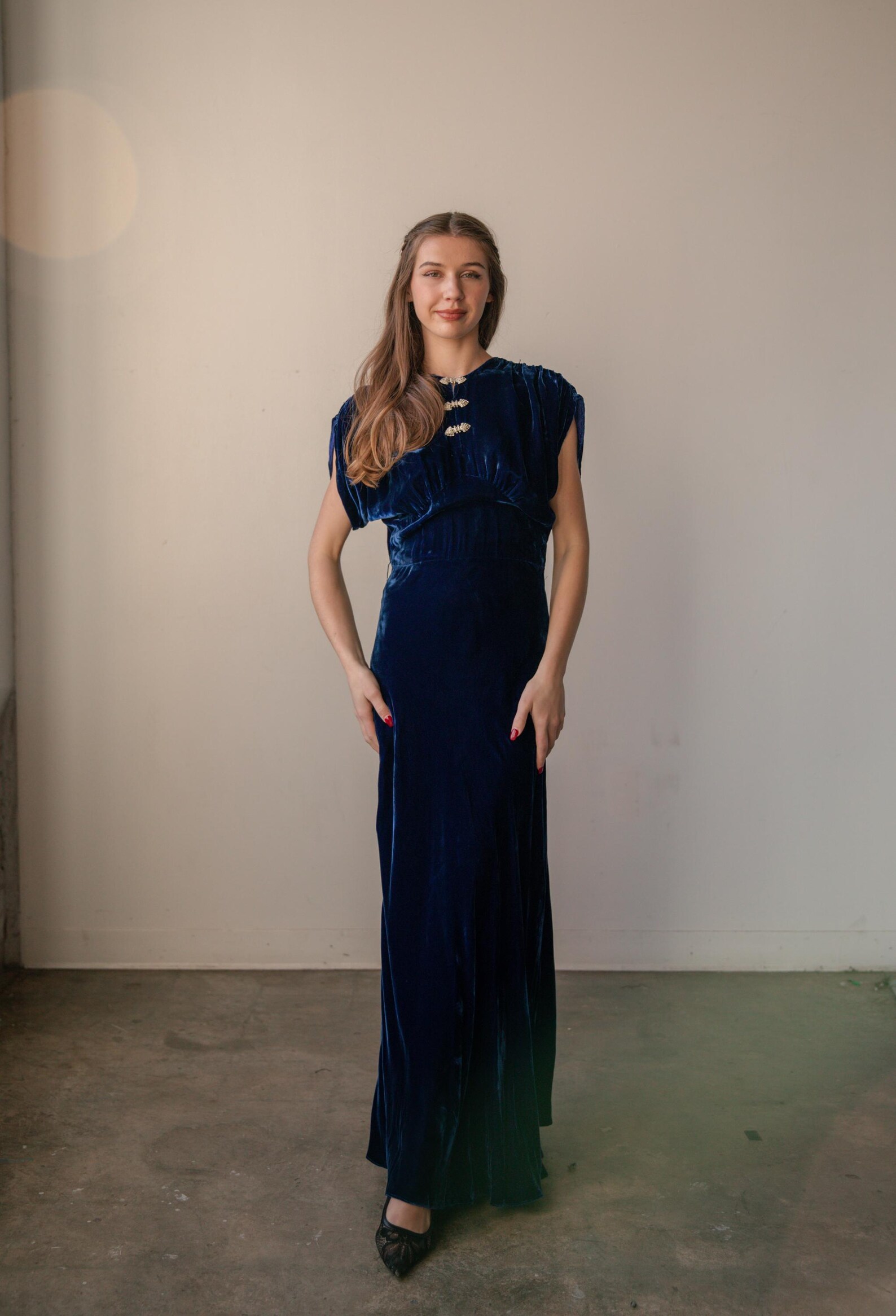 1930s Blue Silk Velvet Bias Cut Gown - Etsy