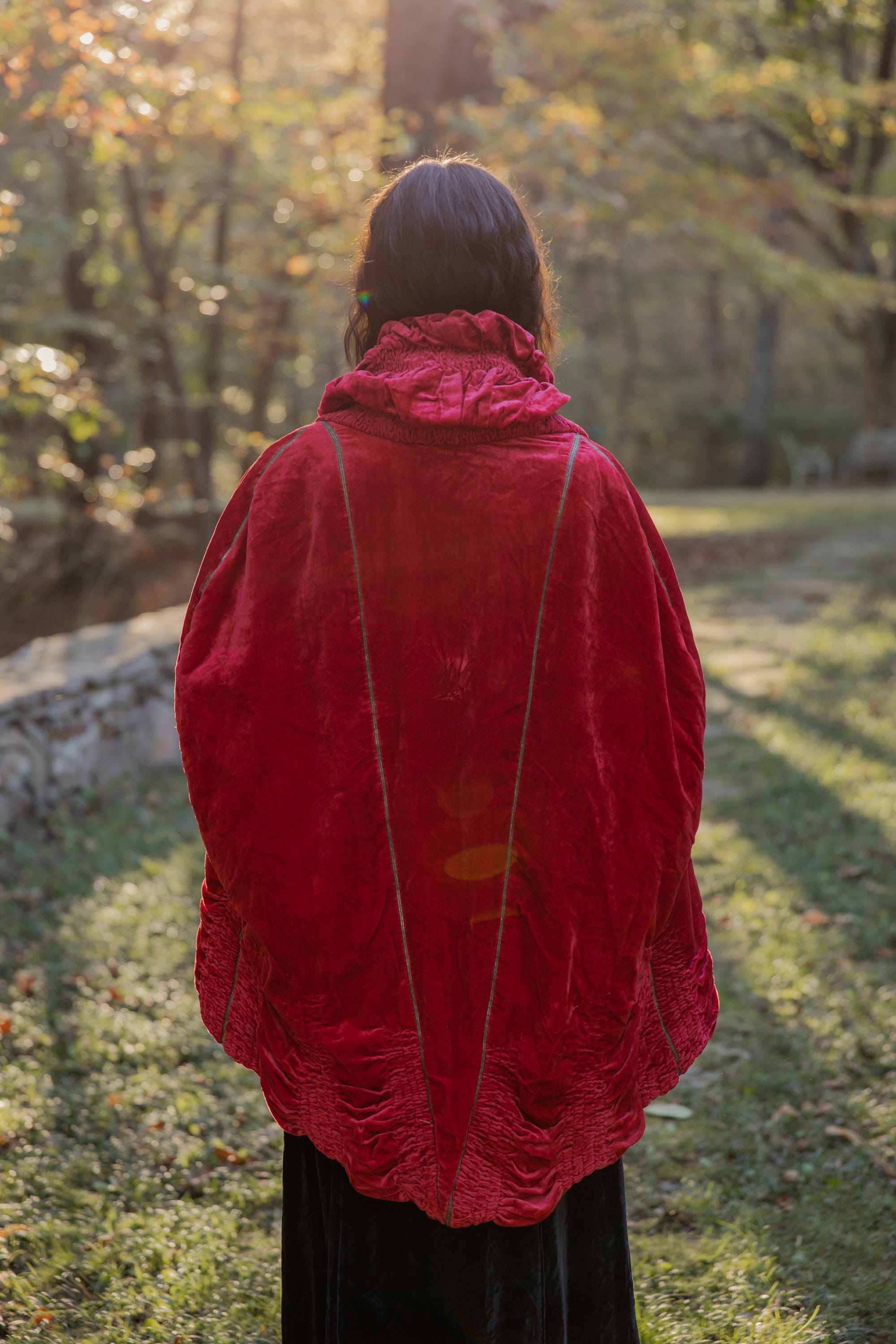 1910s Red Silk Velvet Cape - Etsy