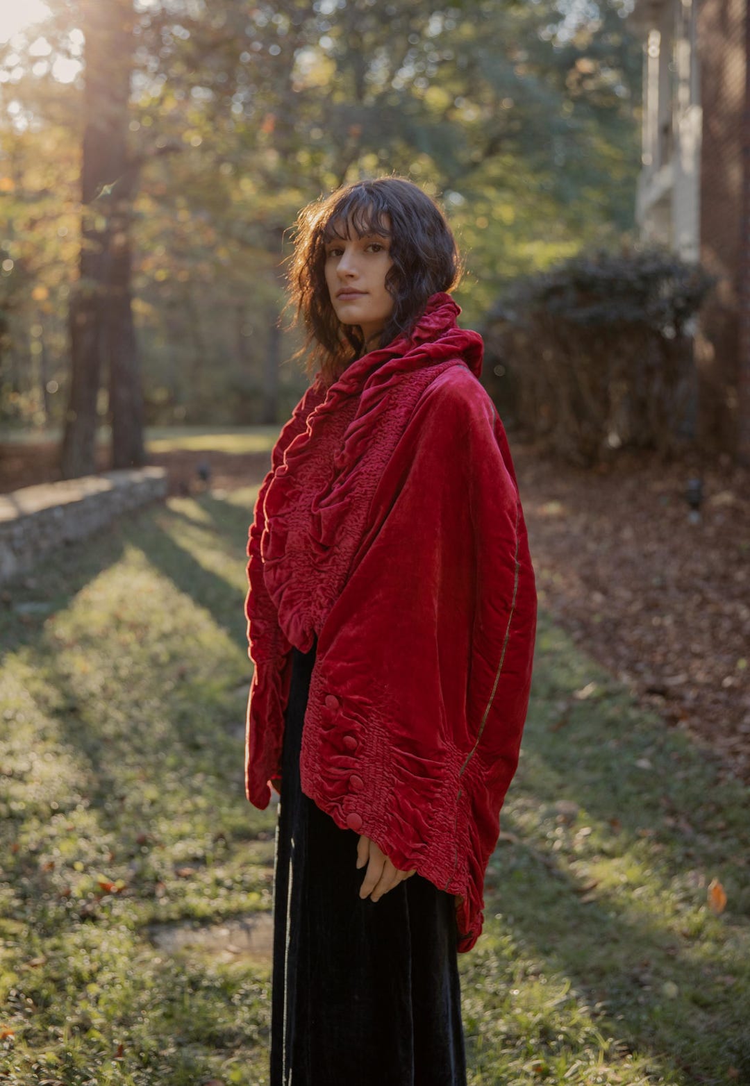 1910s Red Silk Velvet Cape - Etsy