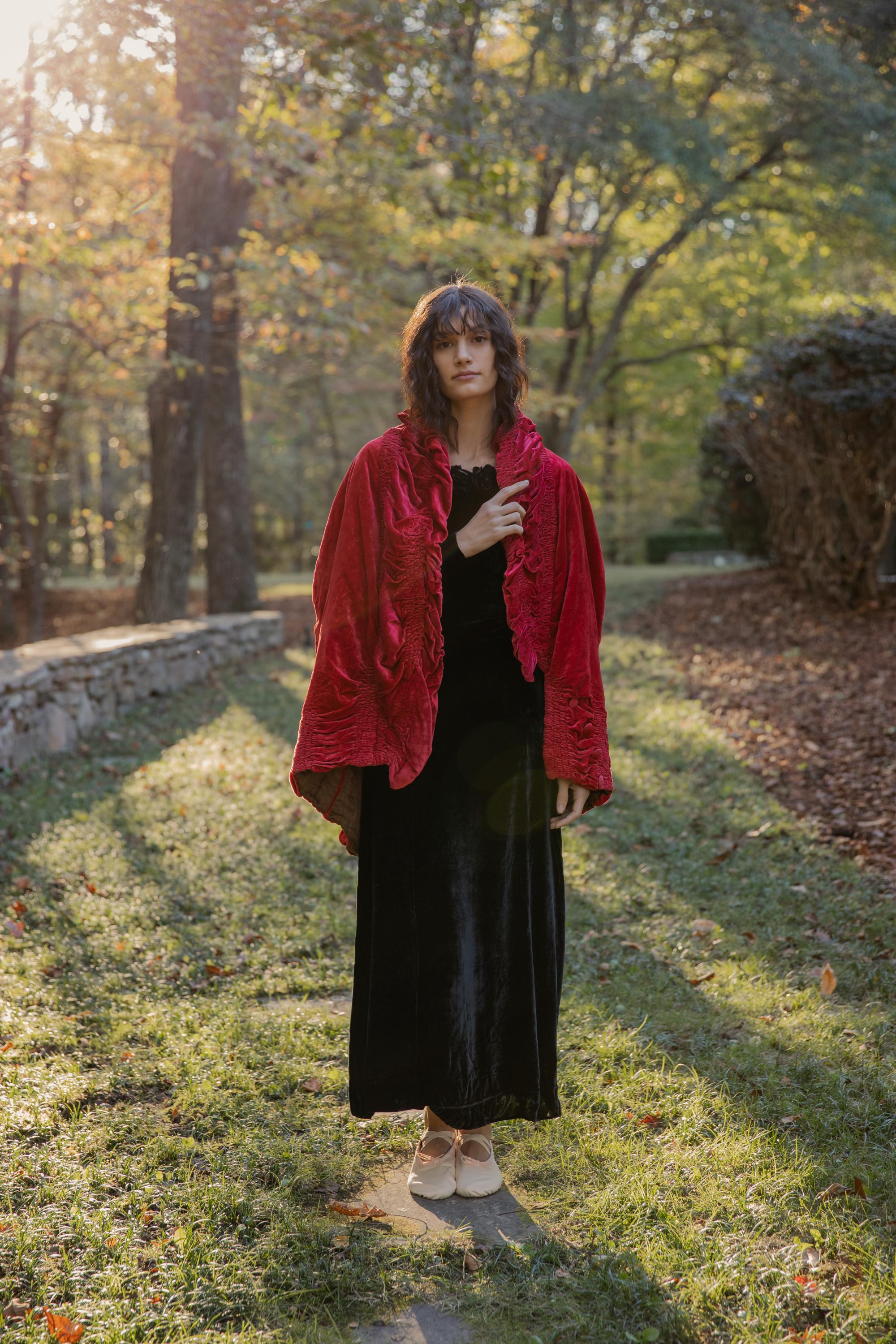 1910s Red Silk Velvet Cape - Etsy