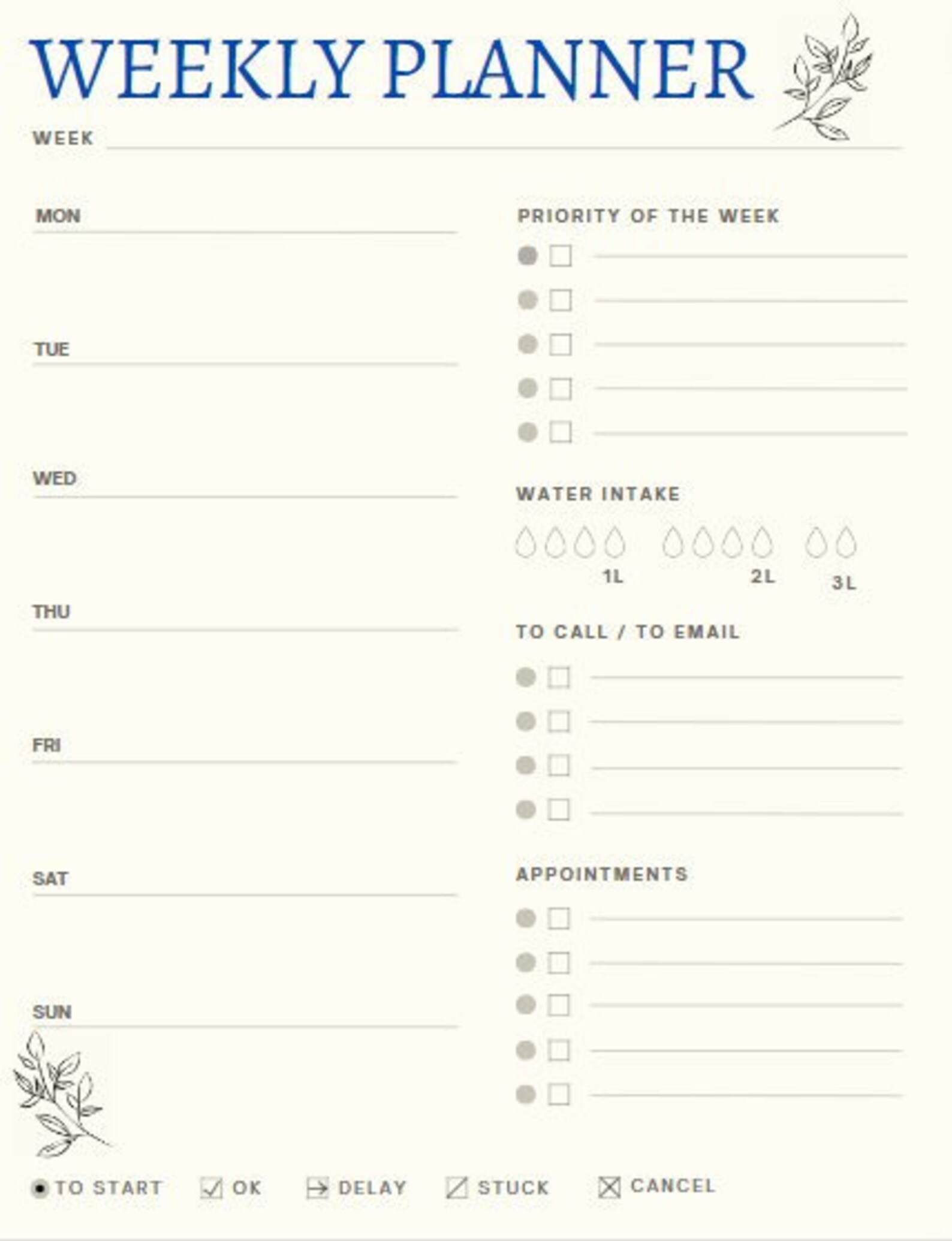 Simple Weekly Planner Digital Download, Print and Go, Seasonal Layouts ...