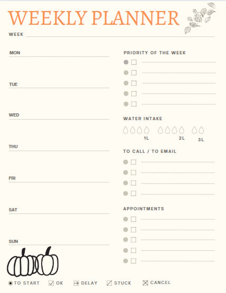 Simple Weekly Planner Digital Download, Print and Go, Seasonal Layouts ...