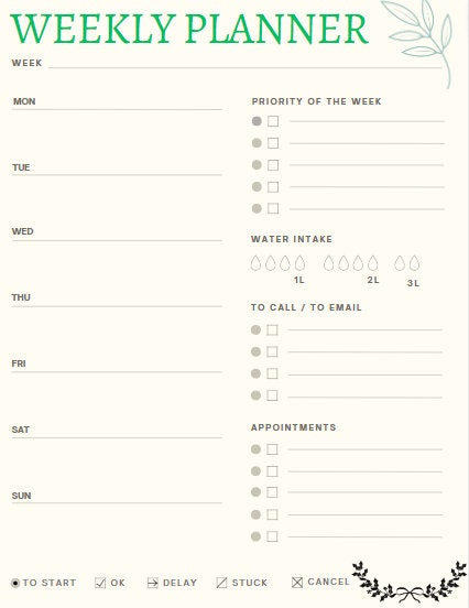 Simple Weekly Planner Digital Download, Print and Go, Seasonal Layouts ...