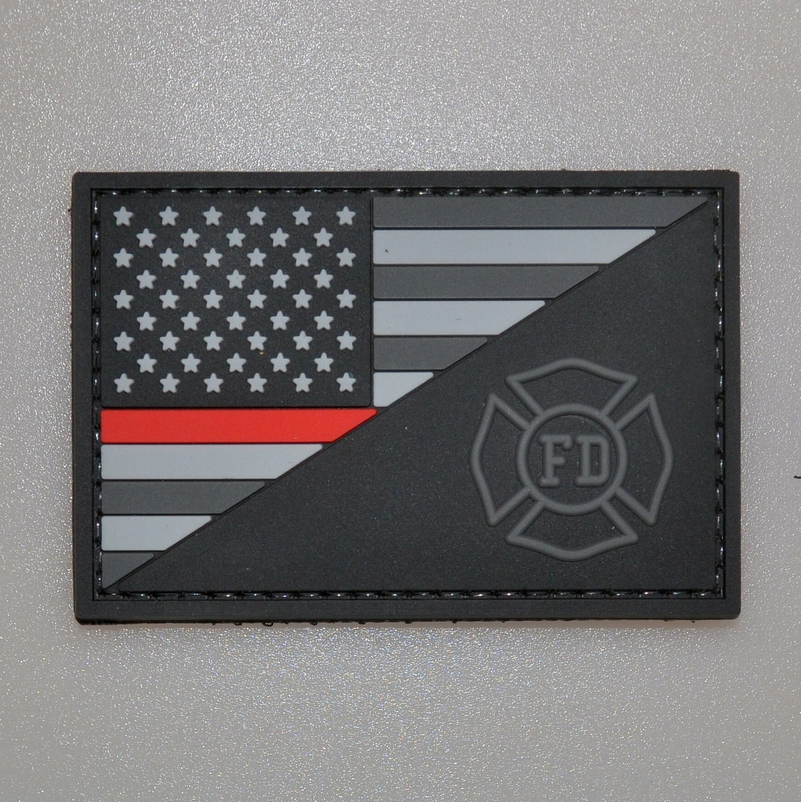 RED LINE Usa United States American Flag PVC Patch Firefighter Swat ...