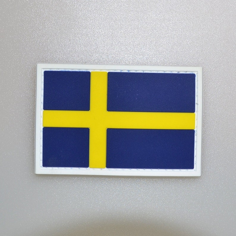 SWEDEN Konungariket Sverige Flag PVC Patch Tactical Color Morale Police Army Force Uniform Bag ...