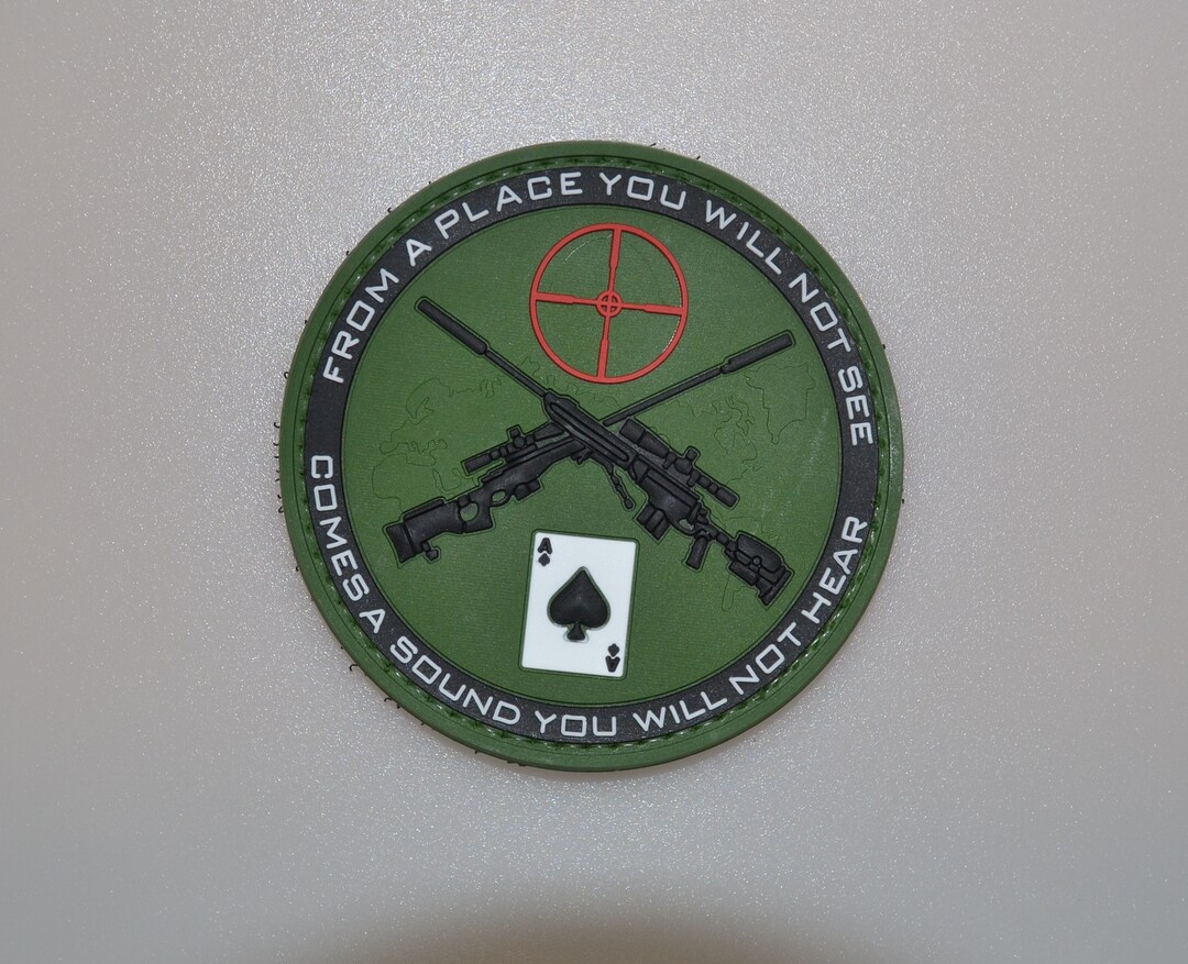 Sniper Ace of Spade Crossed Guns Crosshair Pvc Patch Morale Funny Army ...