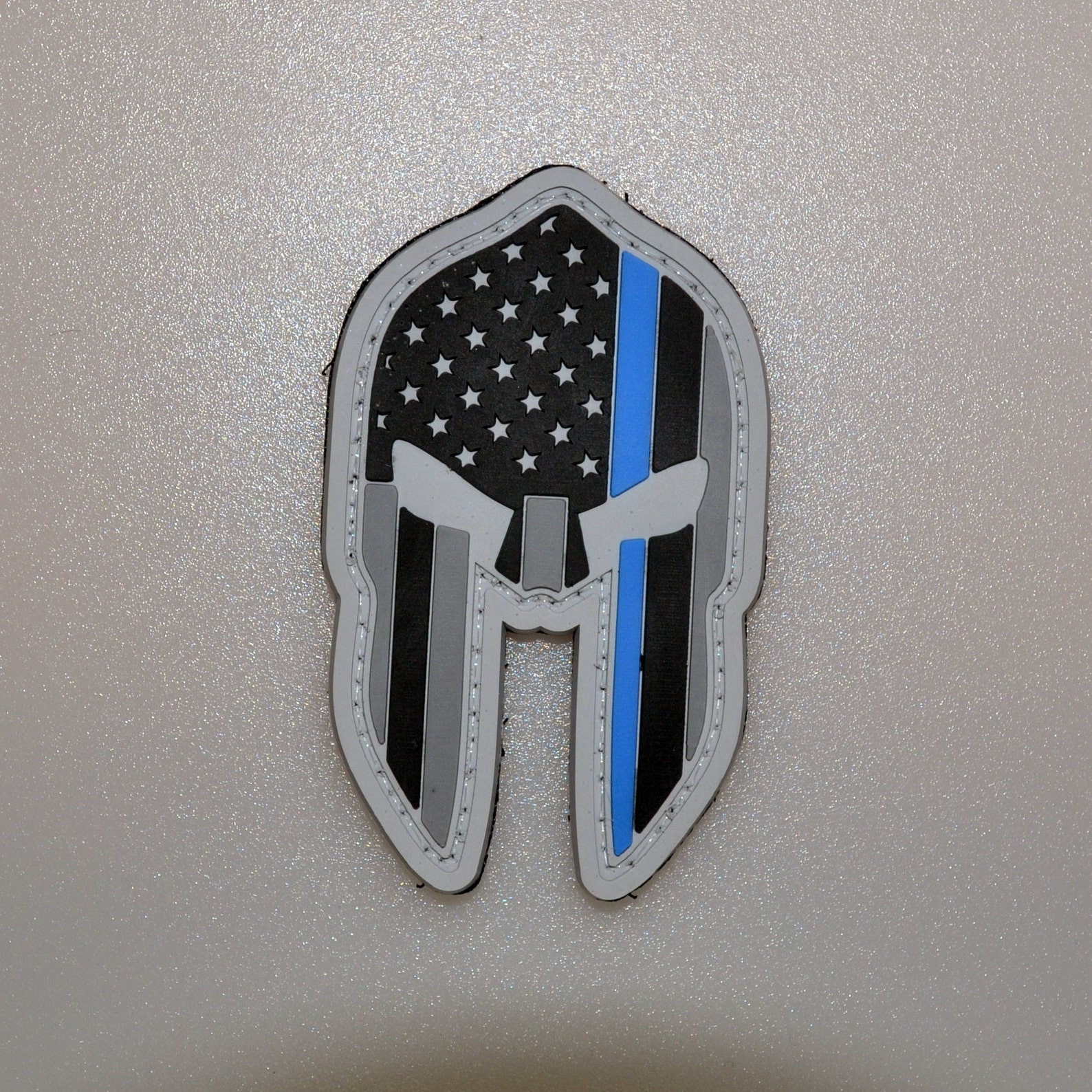 SPARTAN Helmet BLUE Line PVC Patch Swat Tactical Color Morale Police ...