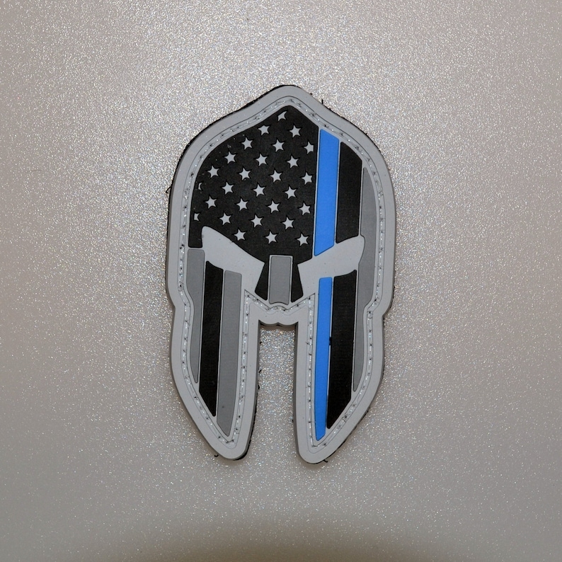 SPARTAN Helmet BLUE Line PVC Patch Swat Tactical Color Morale Police ...