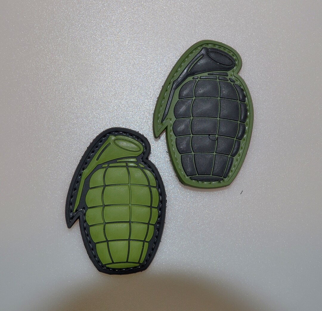 HAND GRENADE Black Green Pvc Patch Morale Funny Army Force Uniform Bag ...