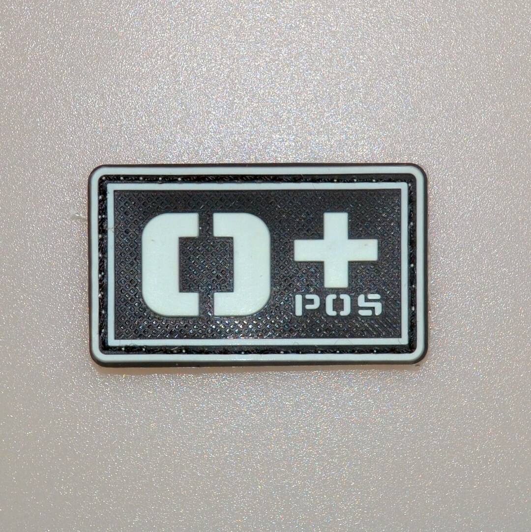Glow in Dark Blood Type 0 Positive Pvc Patch Morale Funny Army Force ...