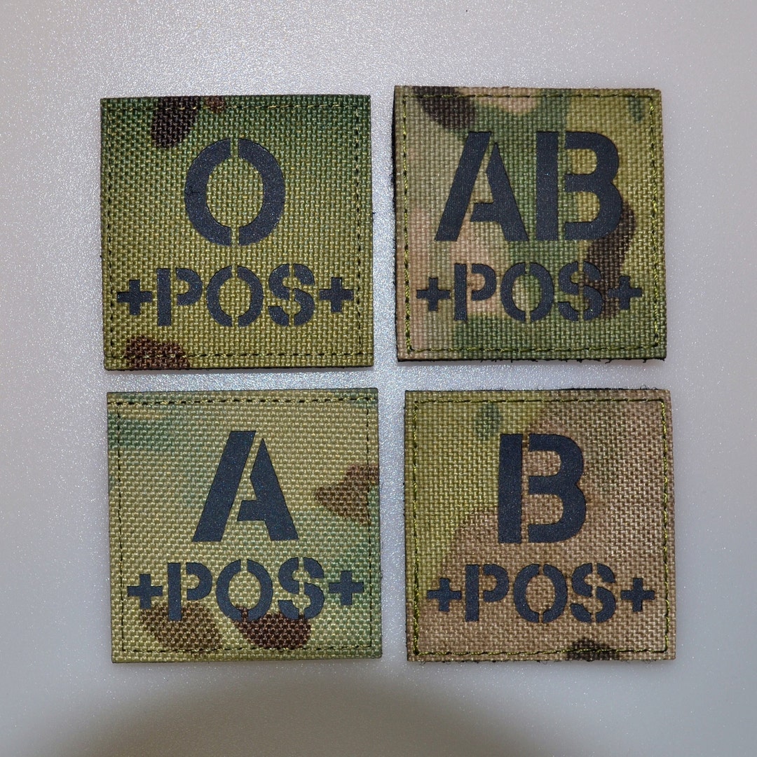 Camo Blood Type LASER Cut Group O B A Ab Positive Patch Morale Army ...