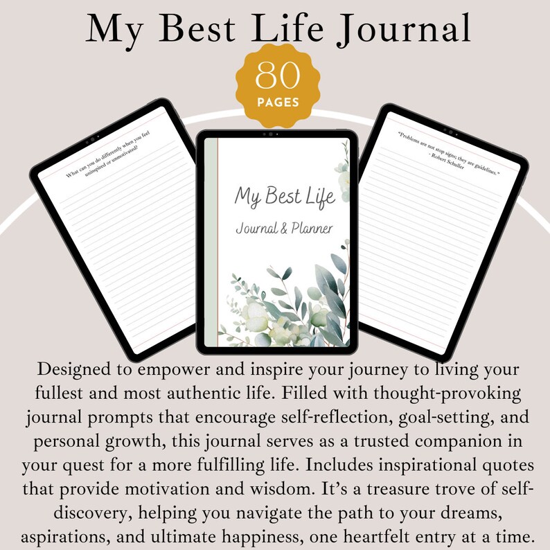 My Best Life Journal Prompts, Quotes, Planner, Bonus Manifest Ebook ...