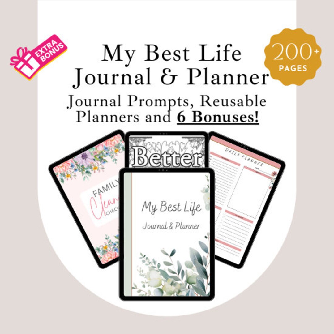 My Best Life Journal Prompts, Quotes, Planner, Bonus Manifest Ebook ...