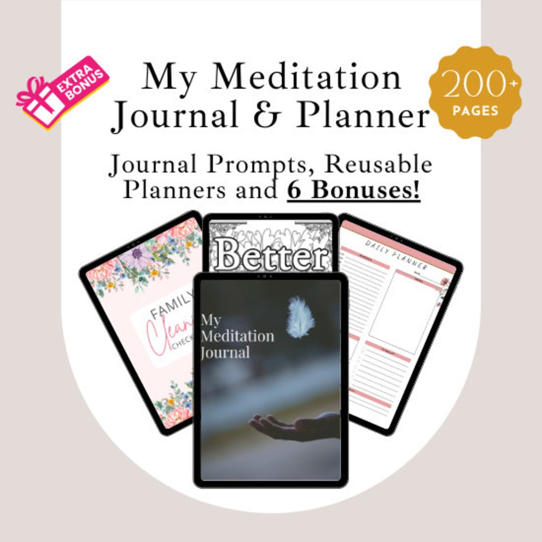 Meditation Journal Prompts, Planner, Bonus Manifest Ebook, Yearly ...