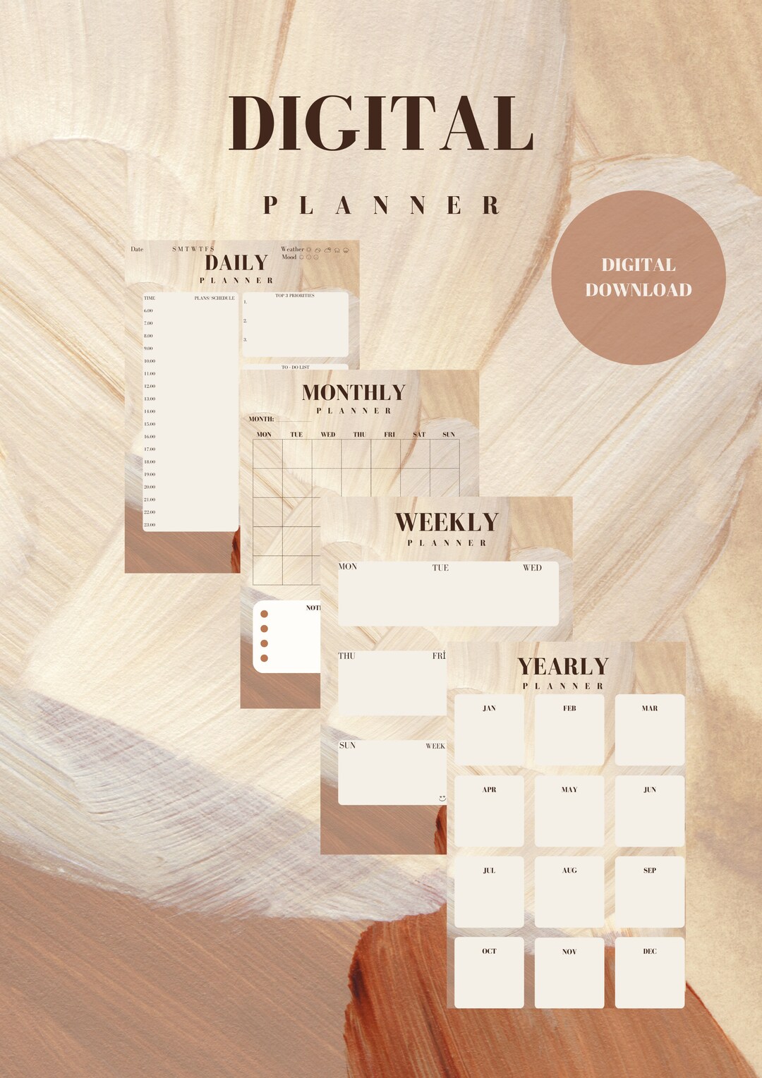 4 Pages Productive Digital Planner A4 Size for All Your Daily, Weekly ...