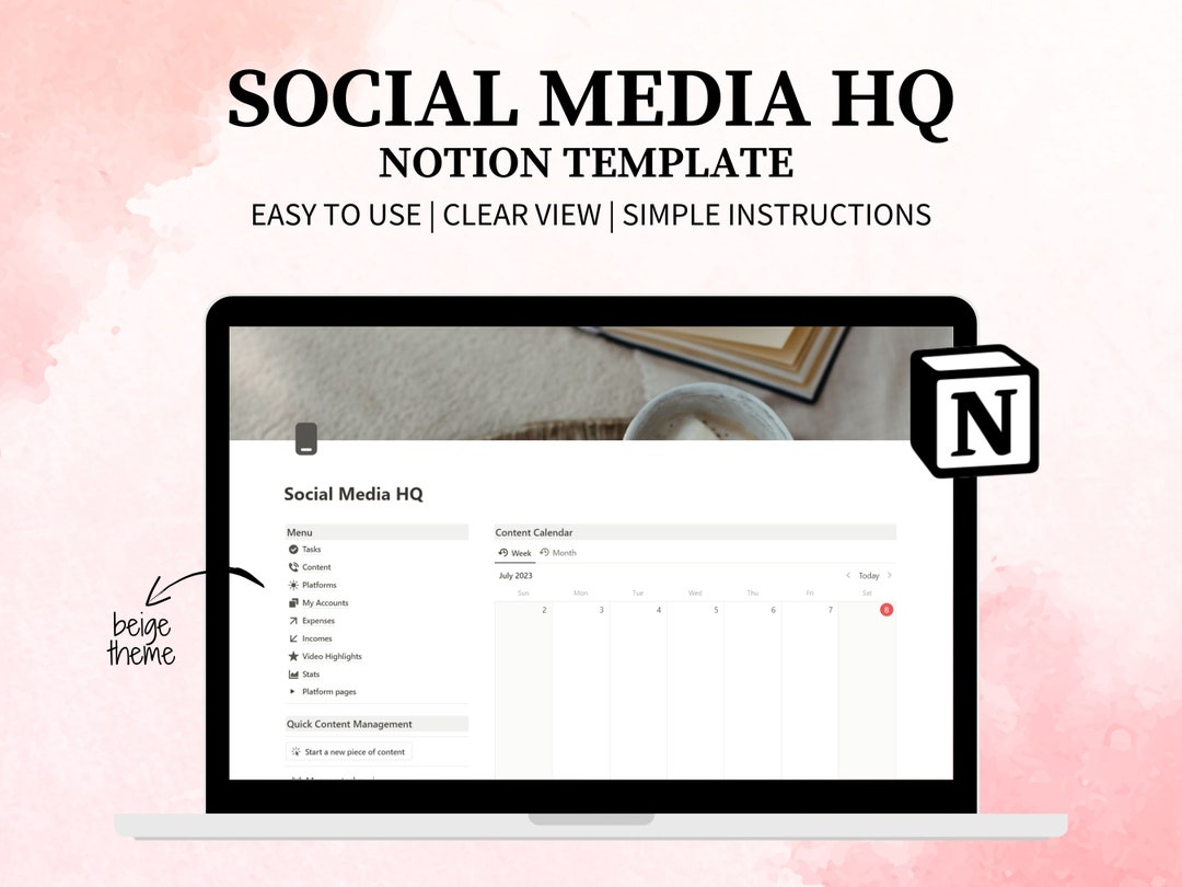 Notion Template Social Media Content Planner Notion Dashboard Notion ...