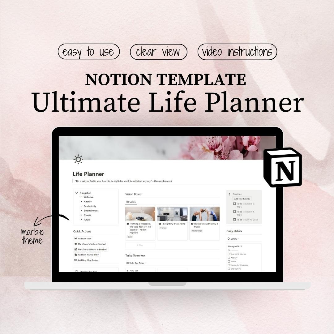 Notion Template Life Planner All in One Template Notion - Etsy