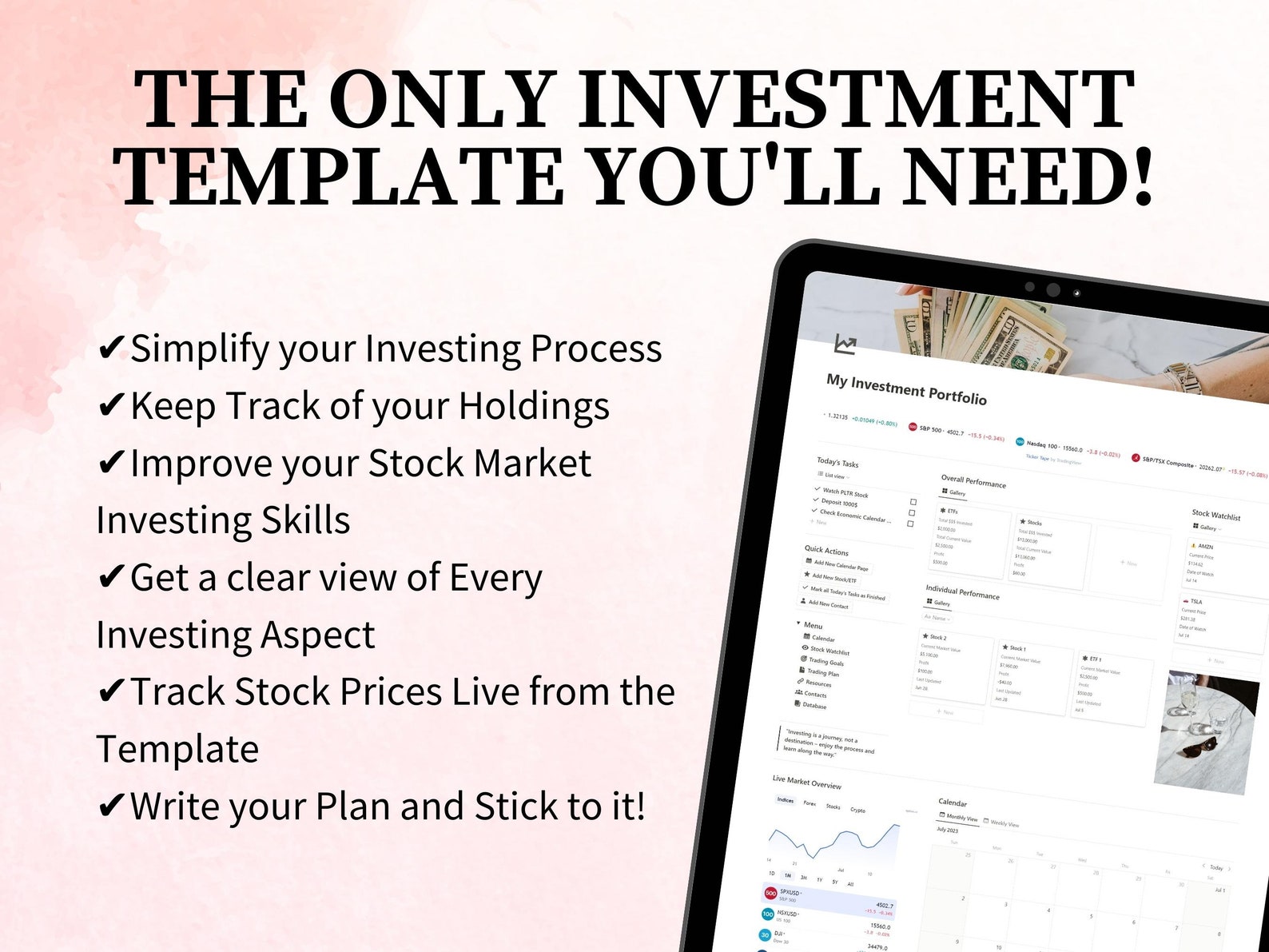 Notion Template Investment Tracker Stock Market Notion Dashboard Notion Template Stock Market ...