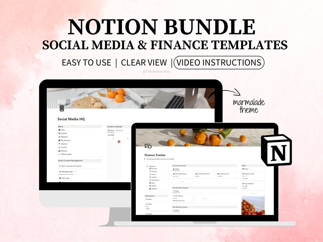 Notion Template Bundle Notion Template for Finance & Social - Etsy Portugal
