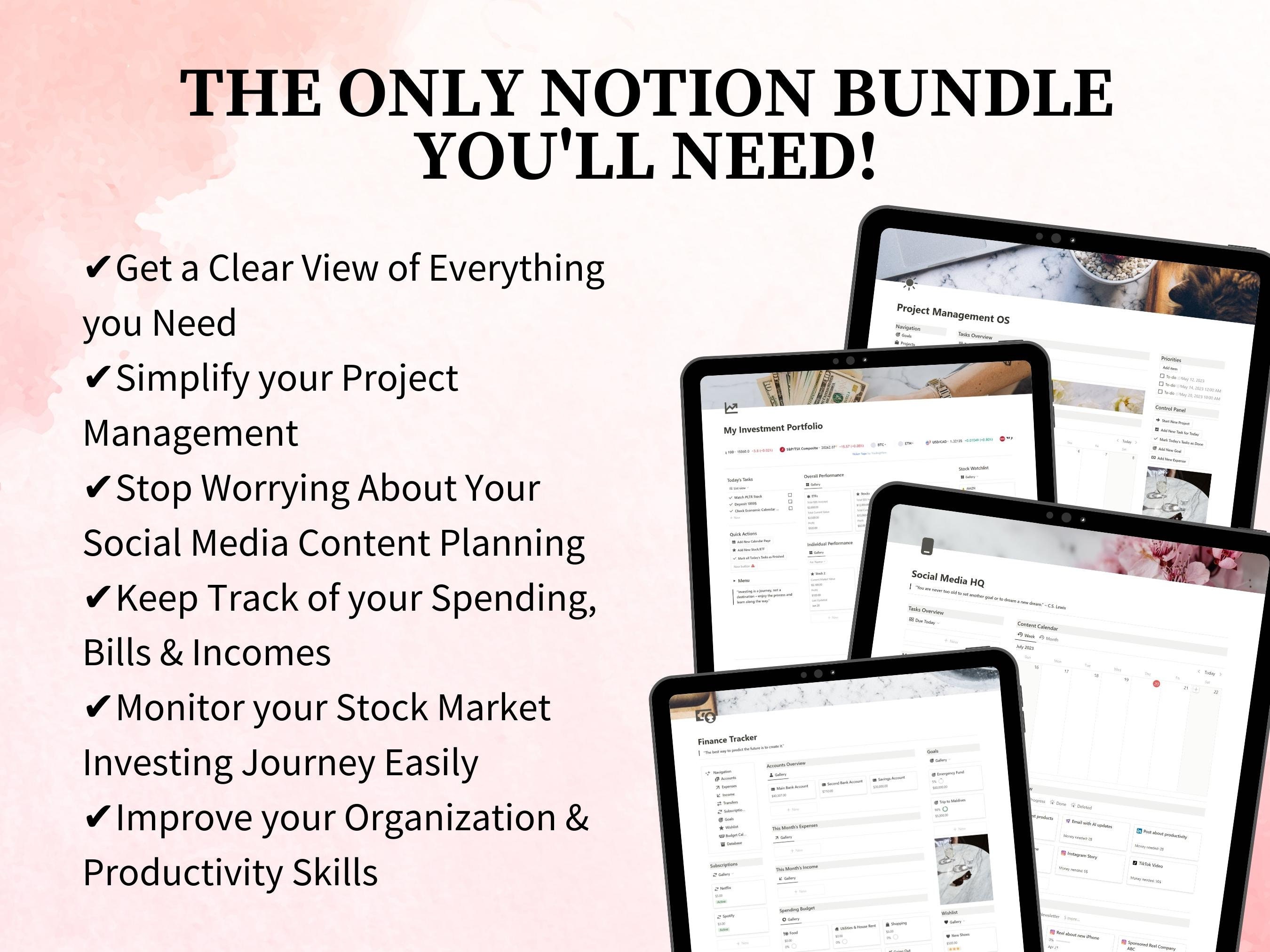 Notion Template Bundle Notion Template for Project Management Notion Content Planner Notion ...