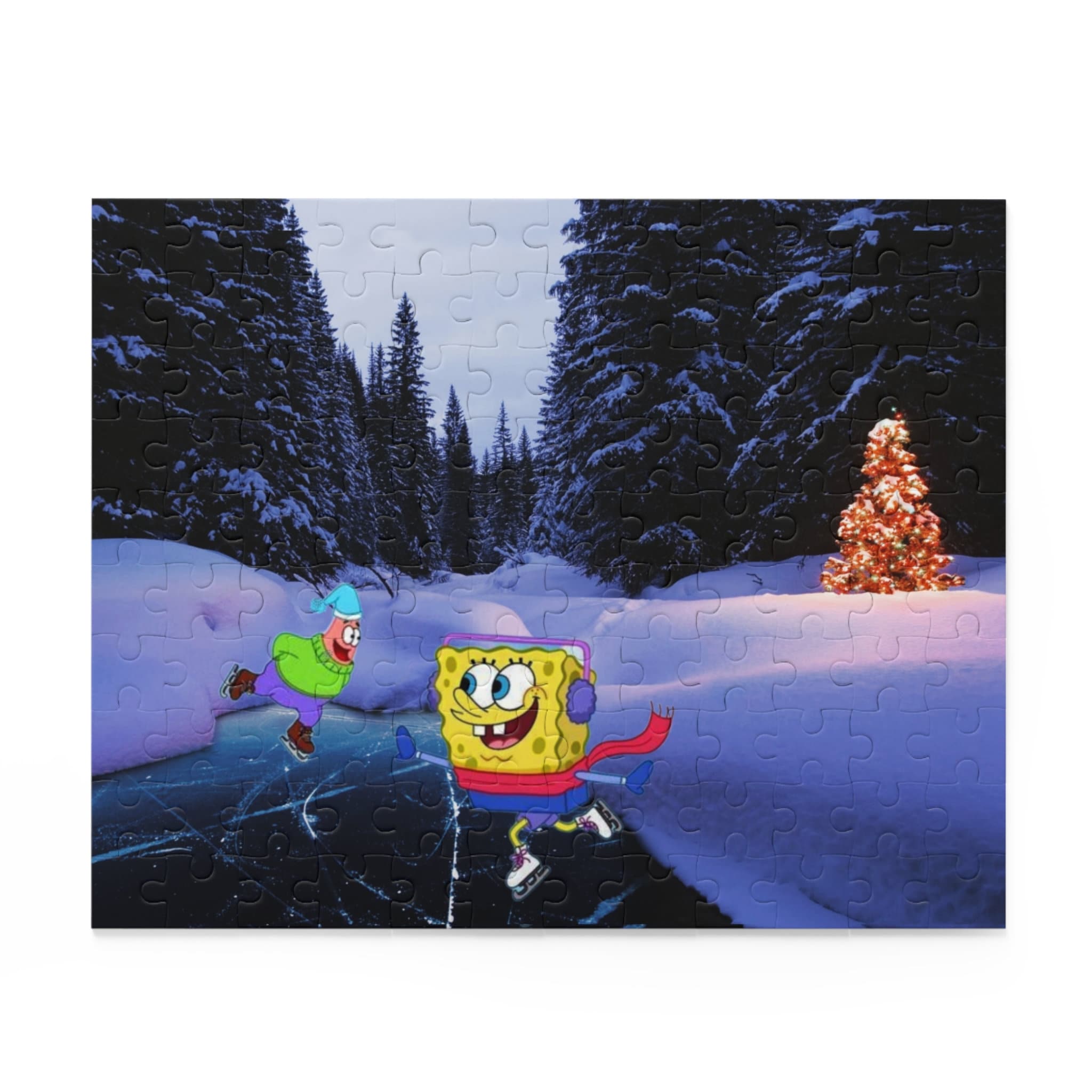 Spongebob and Patrick Ice Skating Christmas Puzzle 120 - Etsy
