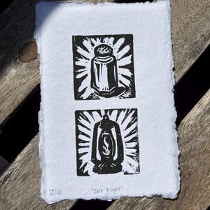 Salt and Light Linocut Mini Prints | Original Art | Block Print | Salt ...