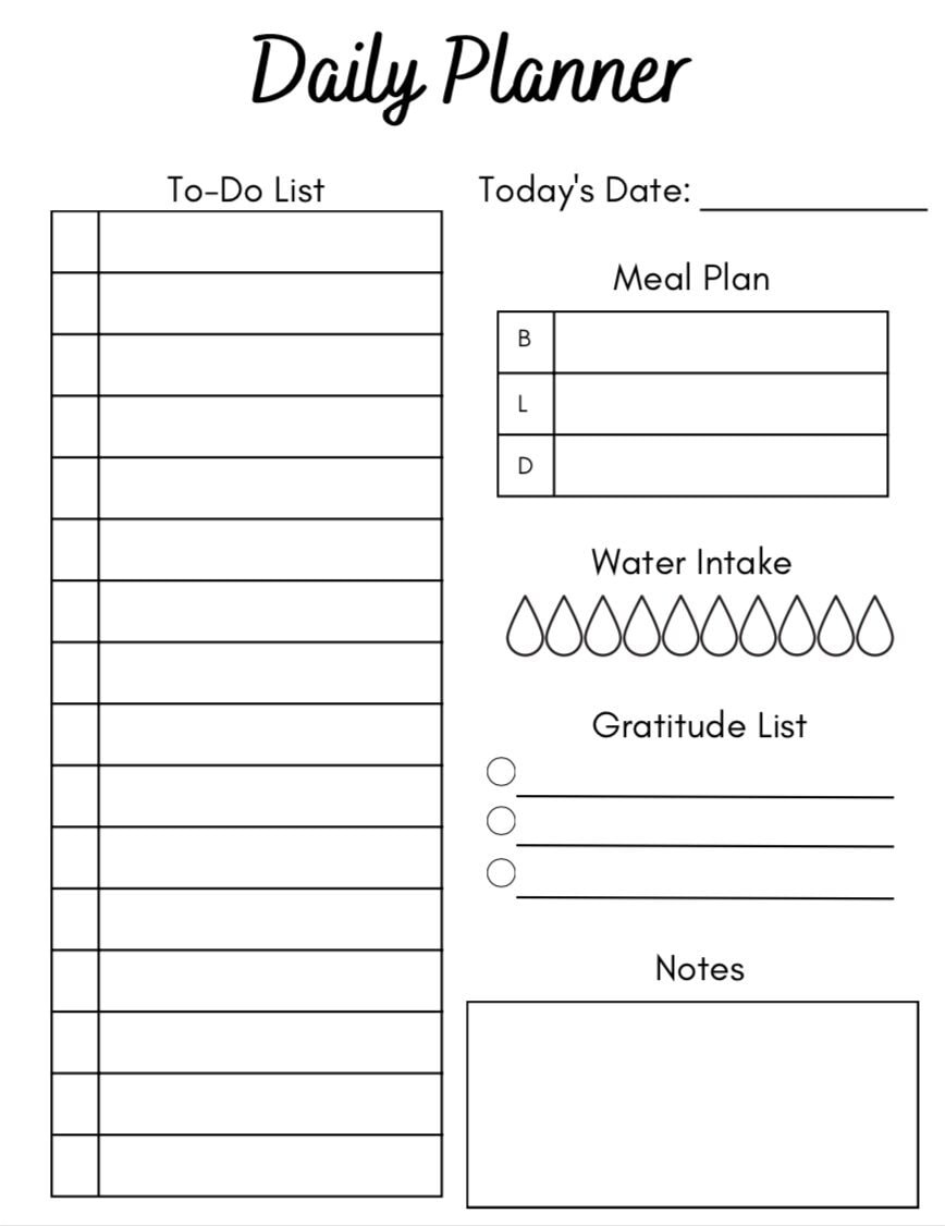 Printable Daily Planner Template - Etsy