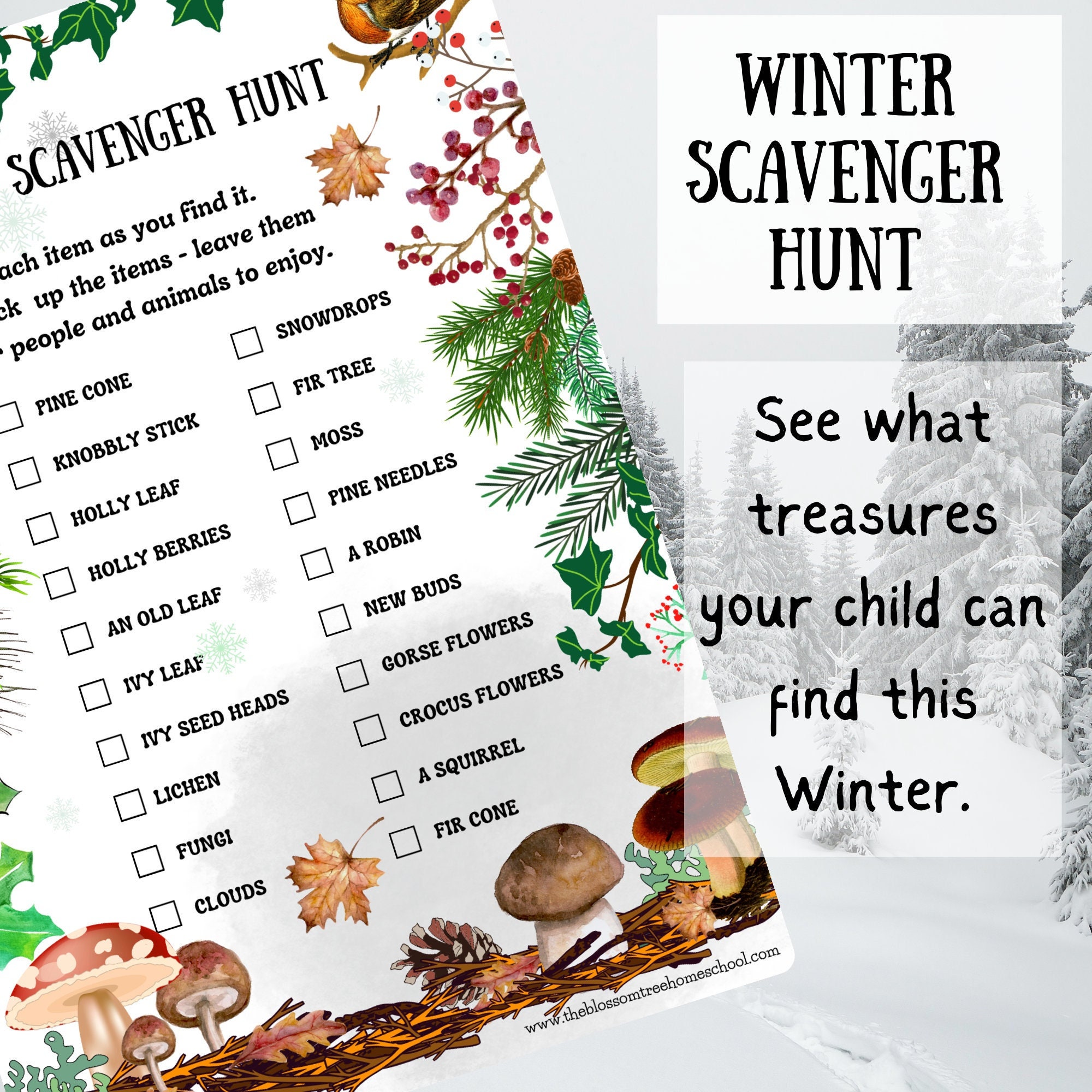 WINTER SCAVENGER HUNT - Nature Walk Ideas | Homeschool | Forest School ...